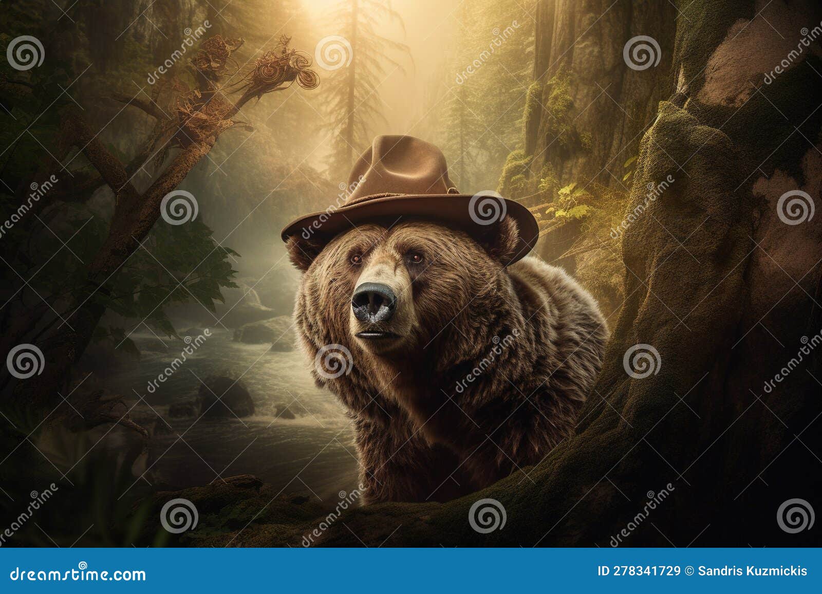 A Grizzly Bear Exploring the Wilds As a Tourist. Generative AI Stock ...