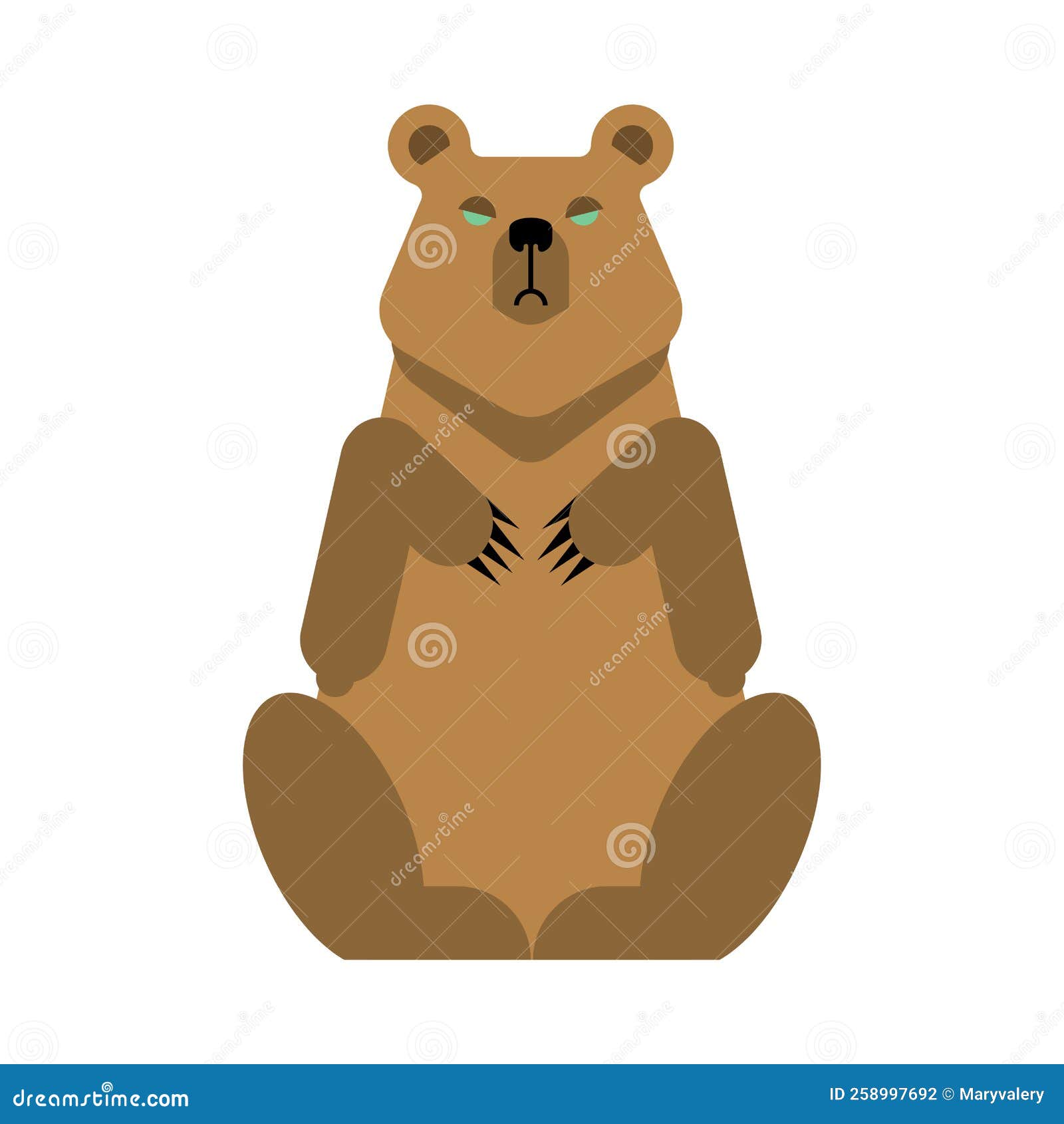 Grizzly Bear Isolated. Beast Predator Vector Illustration Stock Vector ...