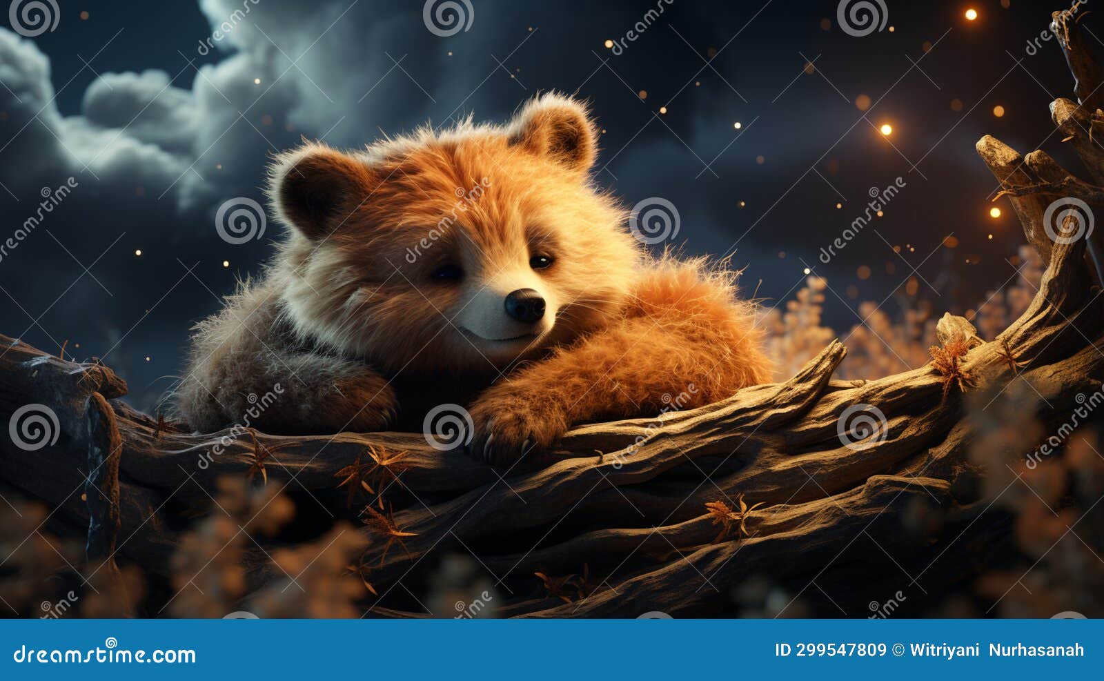 A Grizzly Bear Taking a Rest on a Fallen Tree. Teddy Bear Boy Sleeping ...