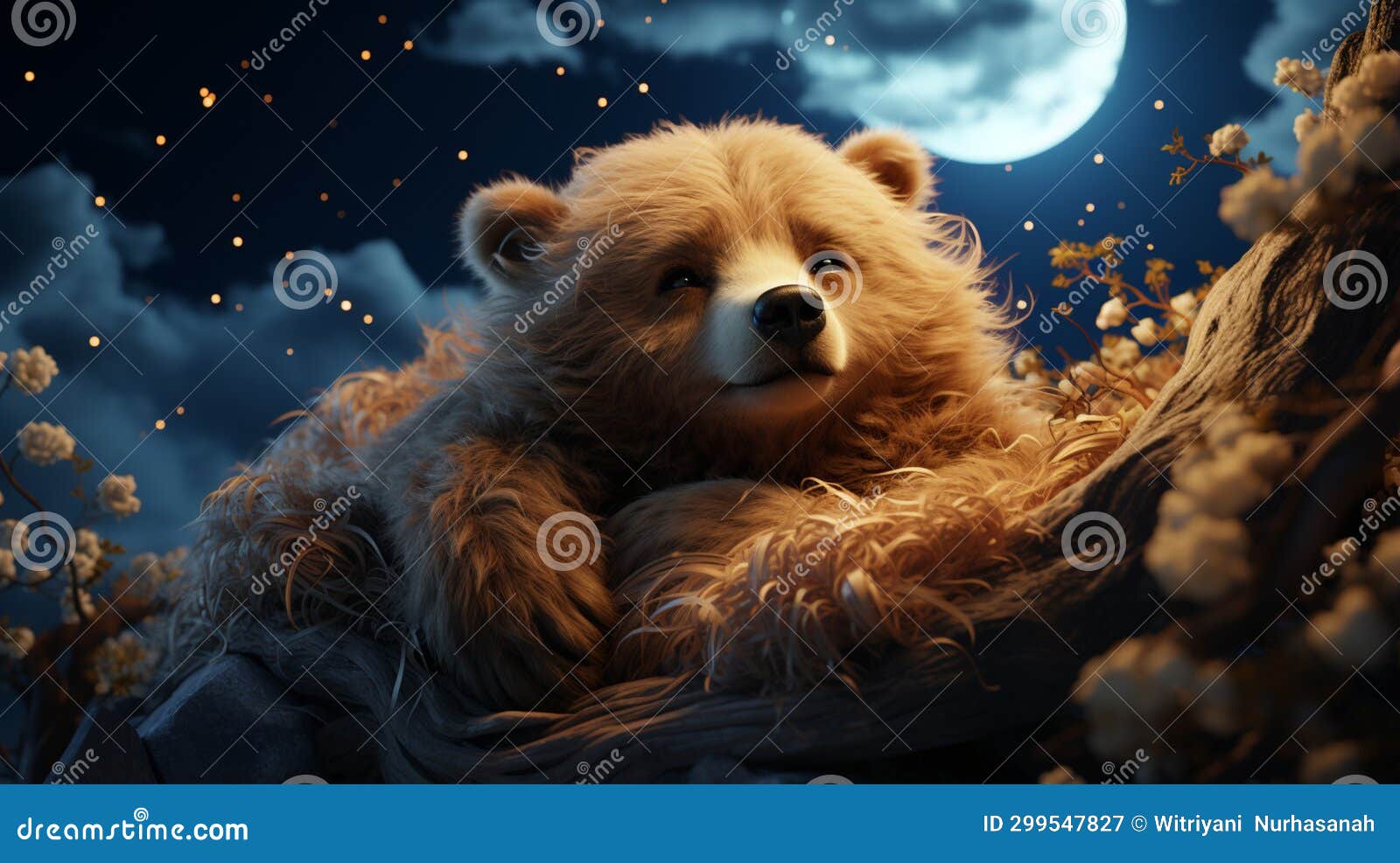 A Grizzly Bear Taking a Rest on a Fallen Tree. Teddy Bear Boy Sleeping ...