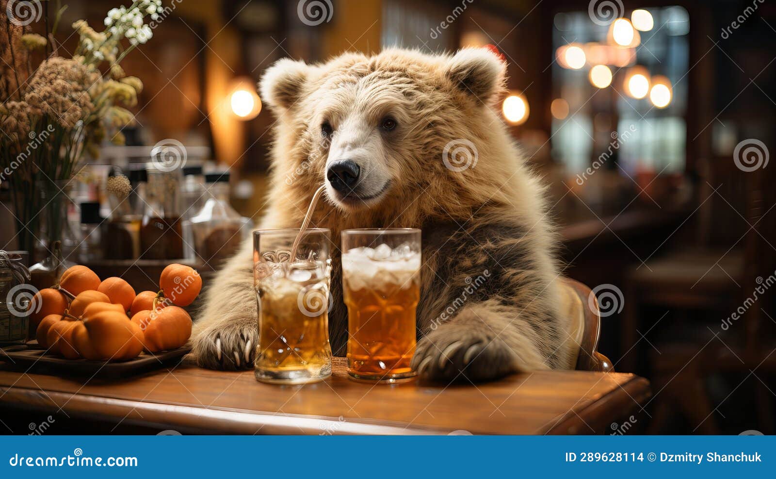 The Bear Sits at the Bar, Generative AI Stock Photo - Image of ...