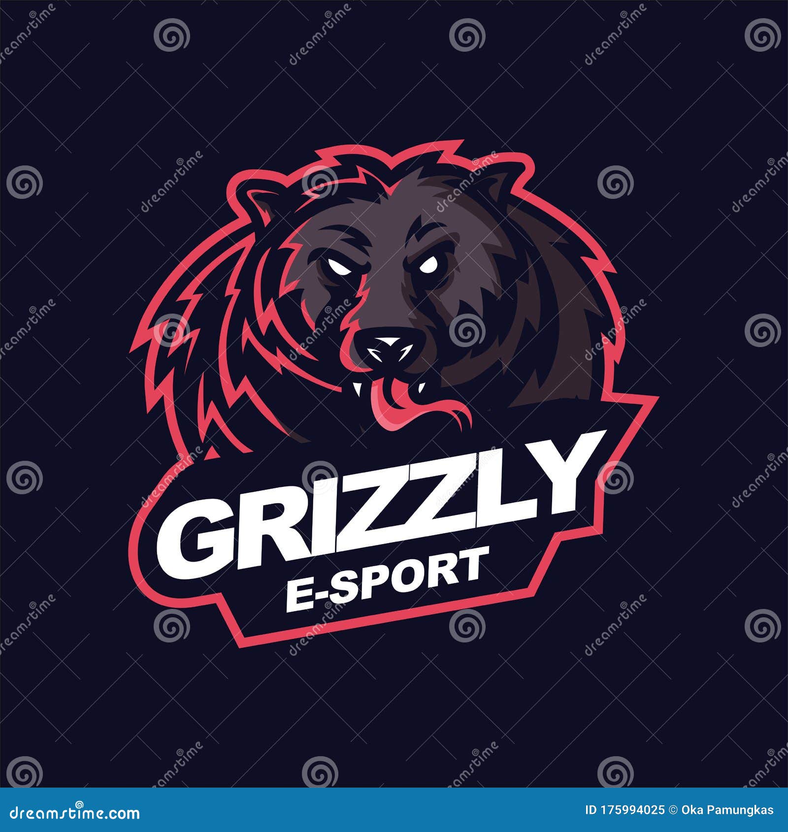 Grizzly E-sport Gaming Mascot Logo Template Stock Illustration ...