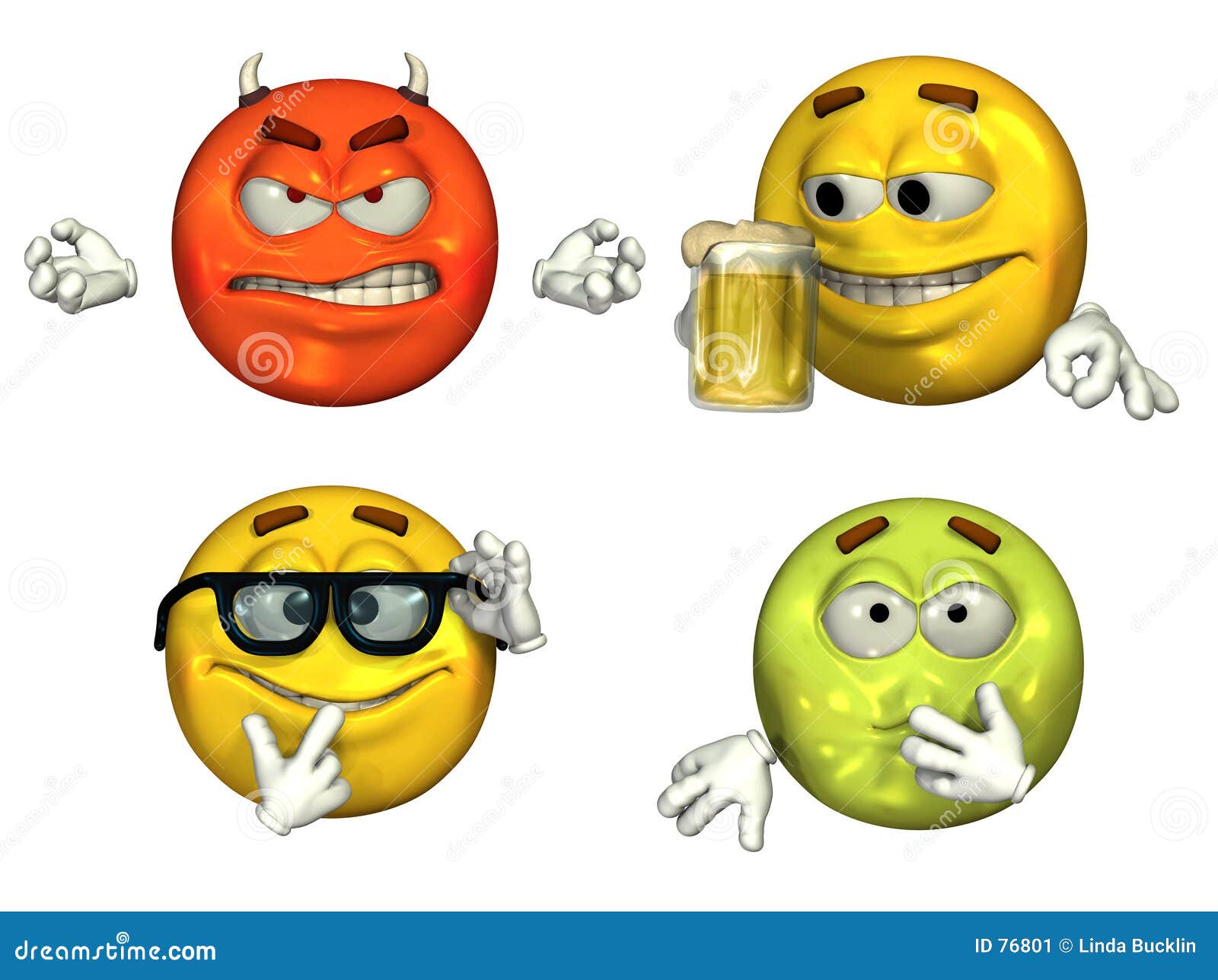 Große 3D Emoticons - Set 3 stock abbildung. Illustration von sonderling ...