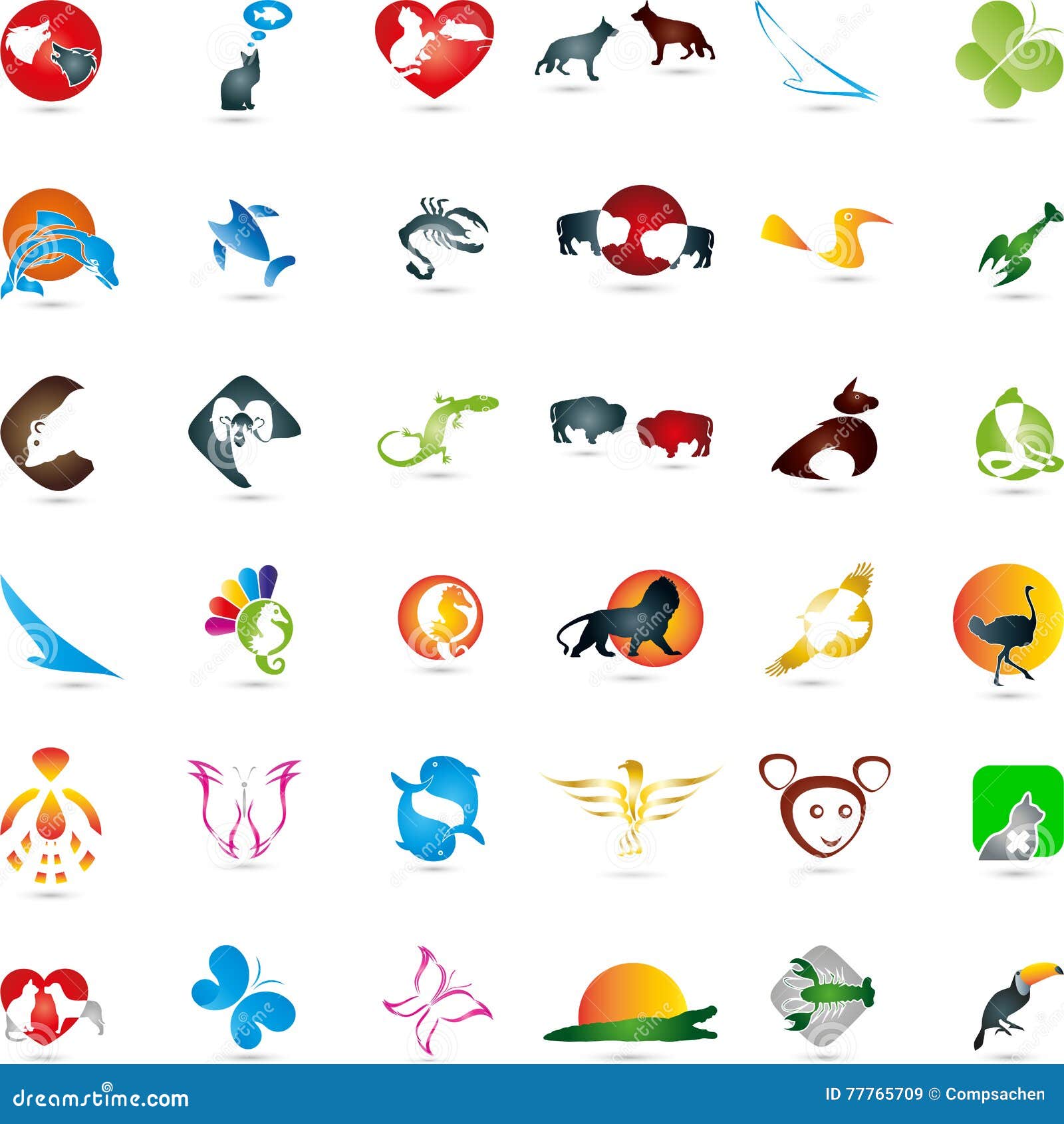 Große Sammlung, Sammlung Tiere, Tierlogos Vektor Abbildung ...