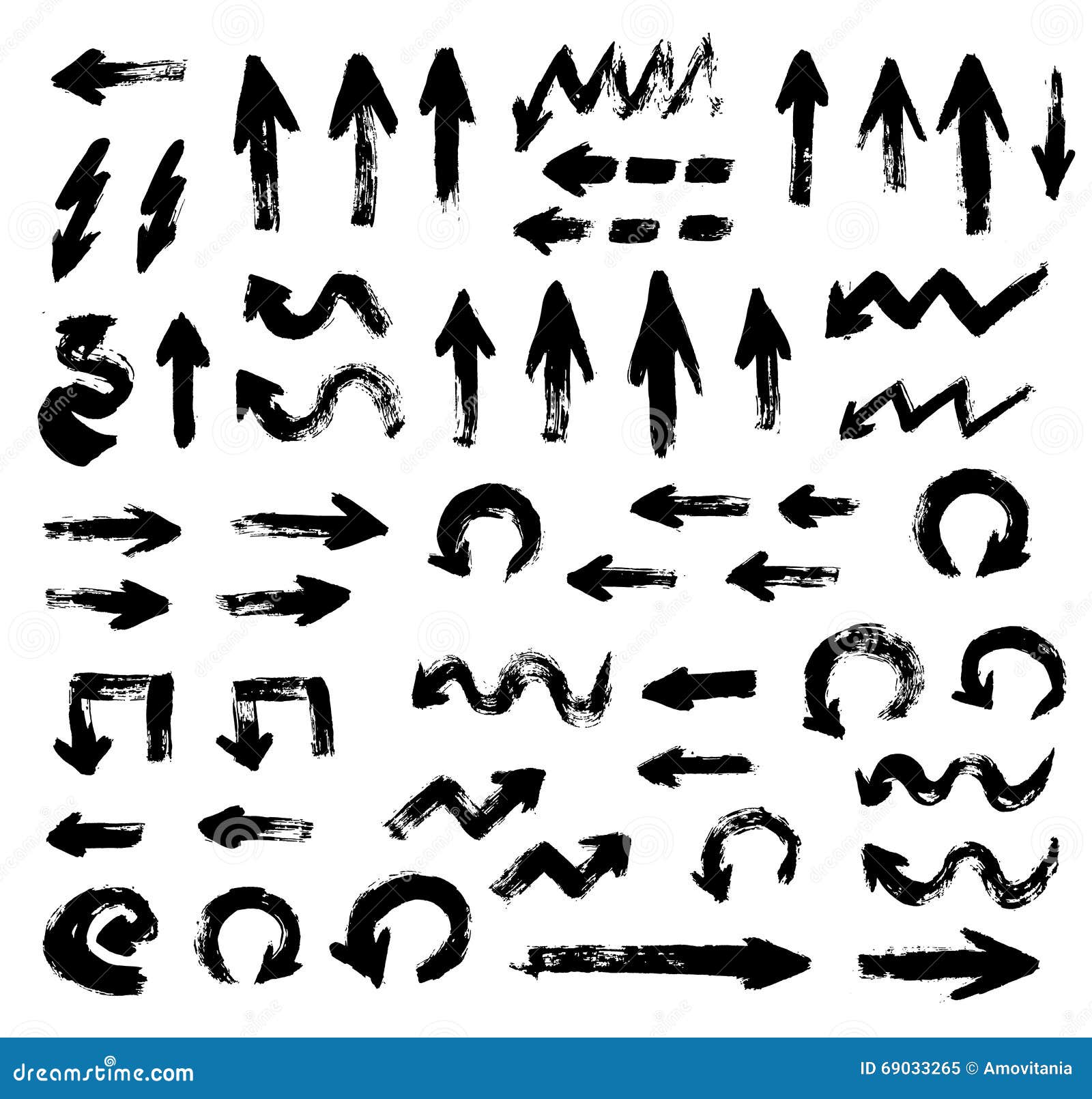 Großer Satz gemalte Pfeile vektor abbildung. Illustration von richtung ...