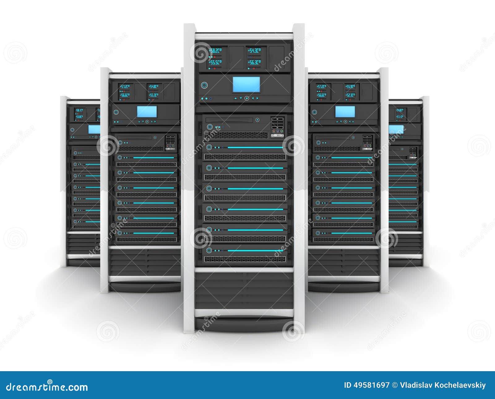 Großer Server fünf stock abbildung. Illustration von computer - 49581697