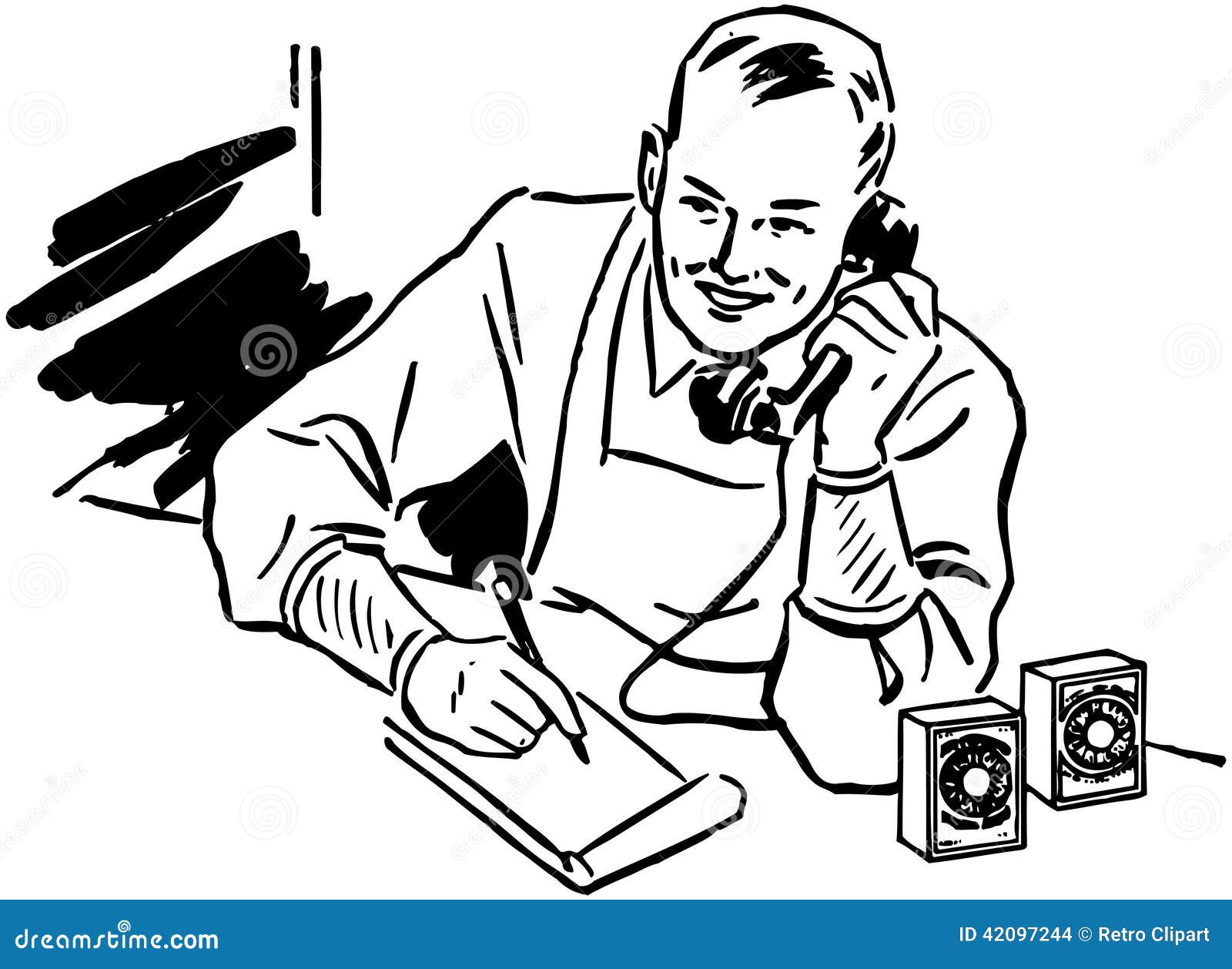 Grocer Taking Phone Order stock vector. Image of conversations - 42097244