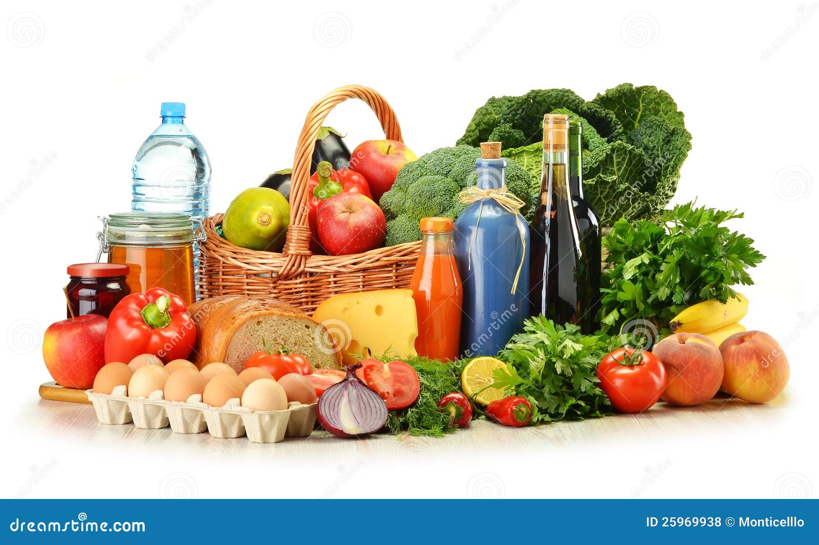 Groceries Including Vegetables and Fruits Stock Photo - Image of tomato ...