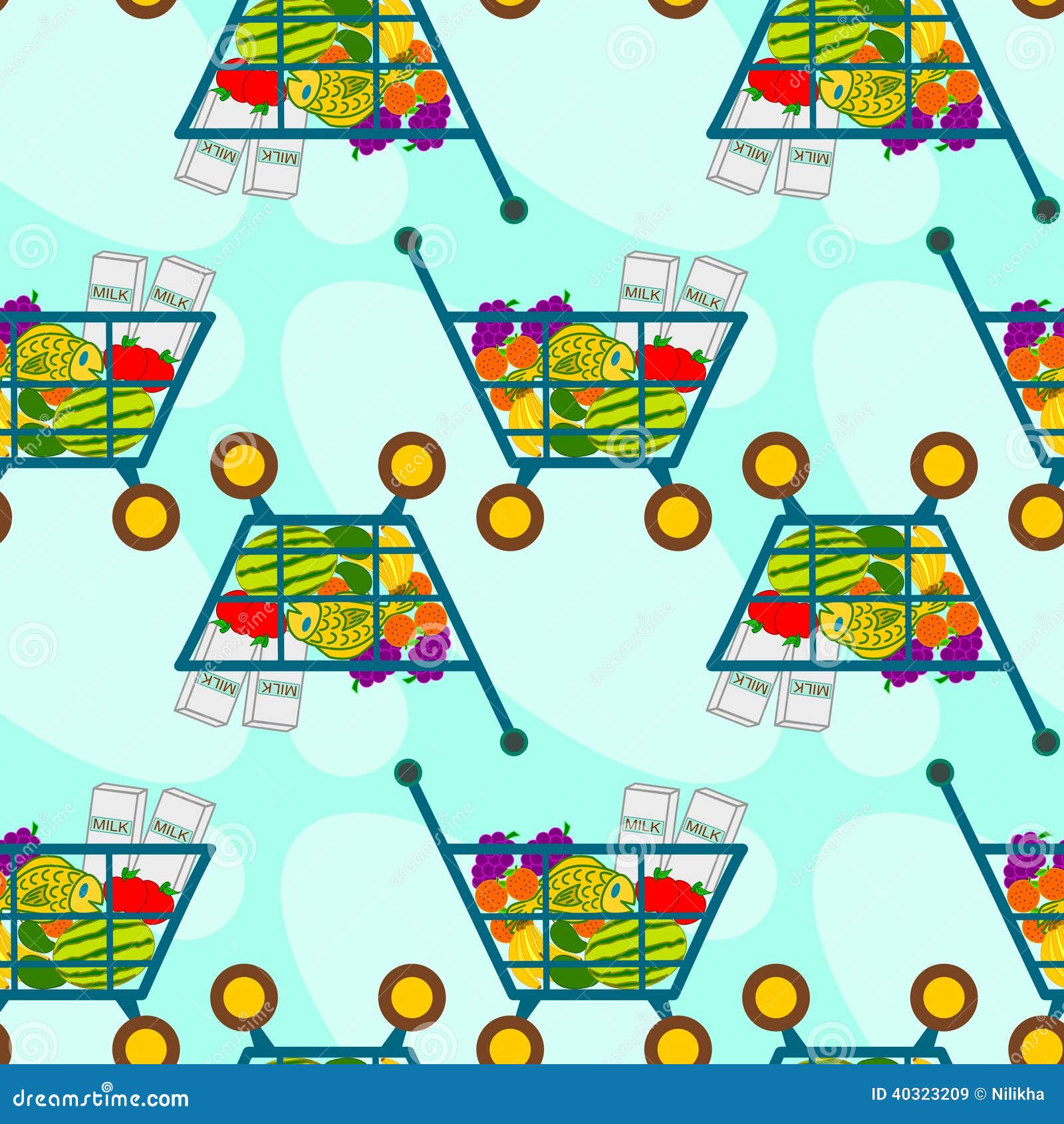 Groceries Seamless Background Design Stock Illustration - Illustration ...