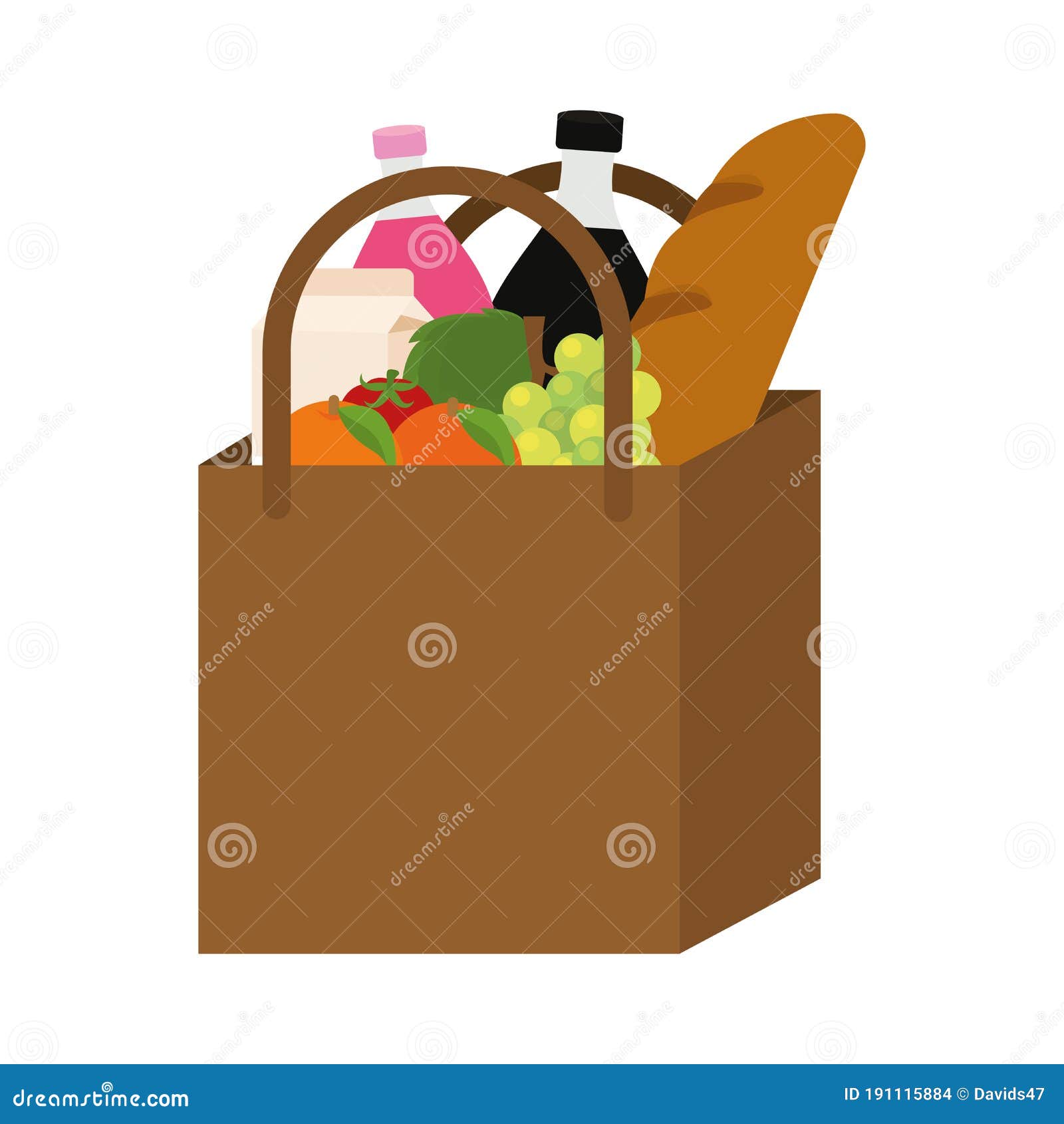 Grocery bag icon stock vector. Illustration of bread - 191115884