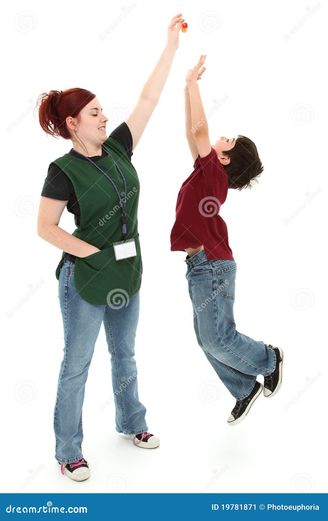 Grocery Clerk Giving Child Cherries In Store Stock Image ...