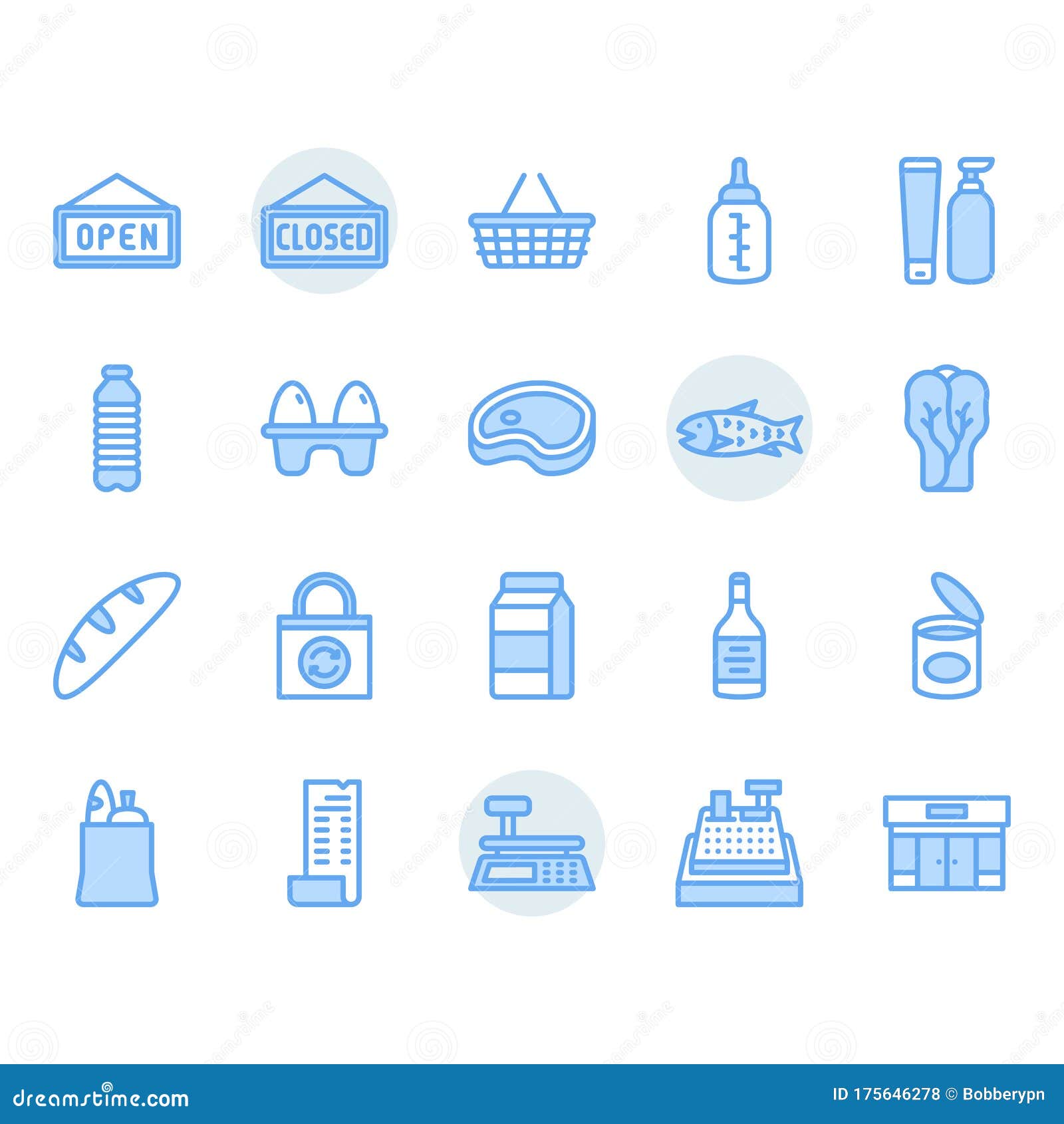 Grocery Icon and Symbol Set Stock Vector - Illustration of grocery ...