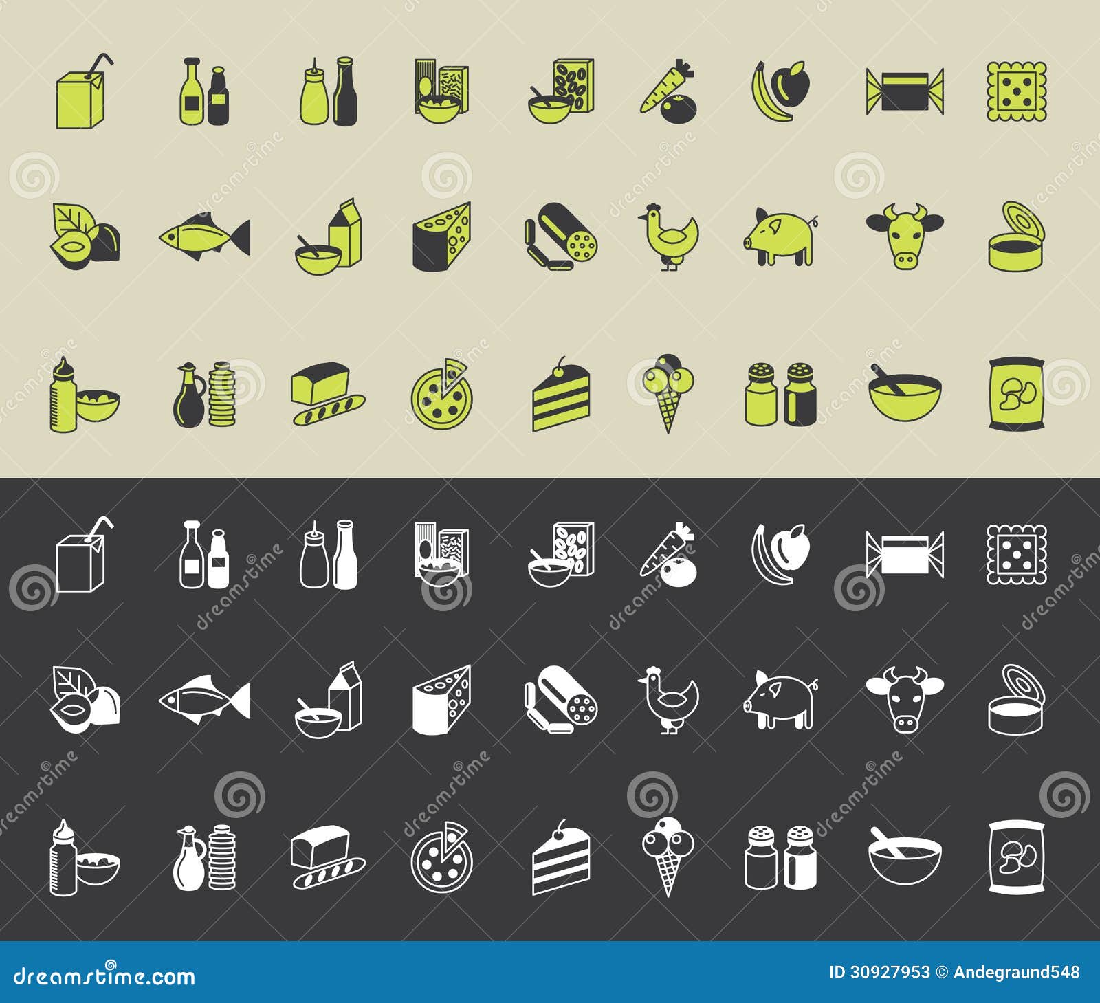 Grocery icons set stock vector. Illustration of chips - 30927953