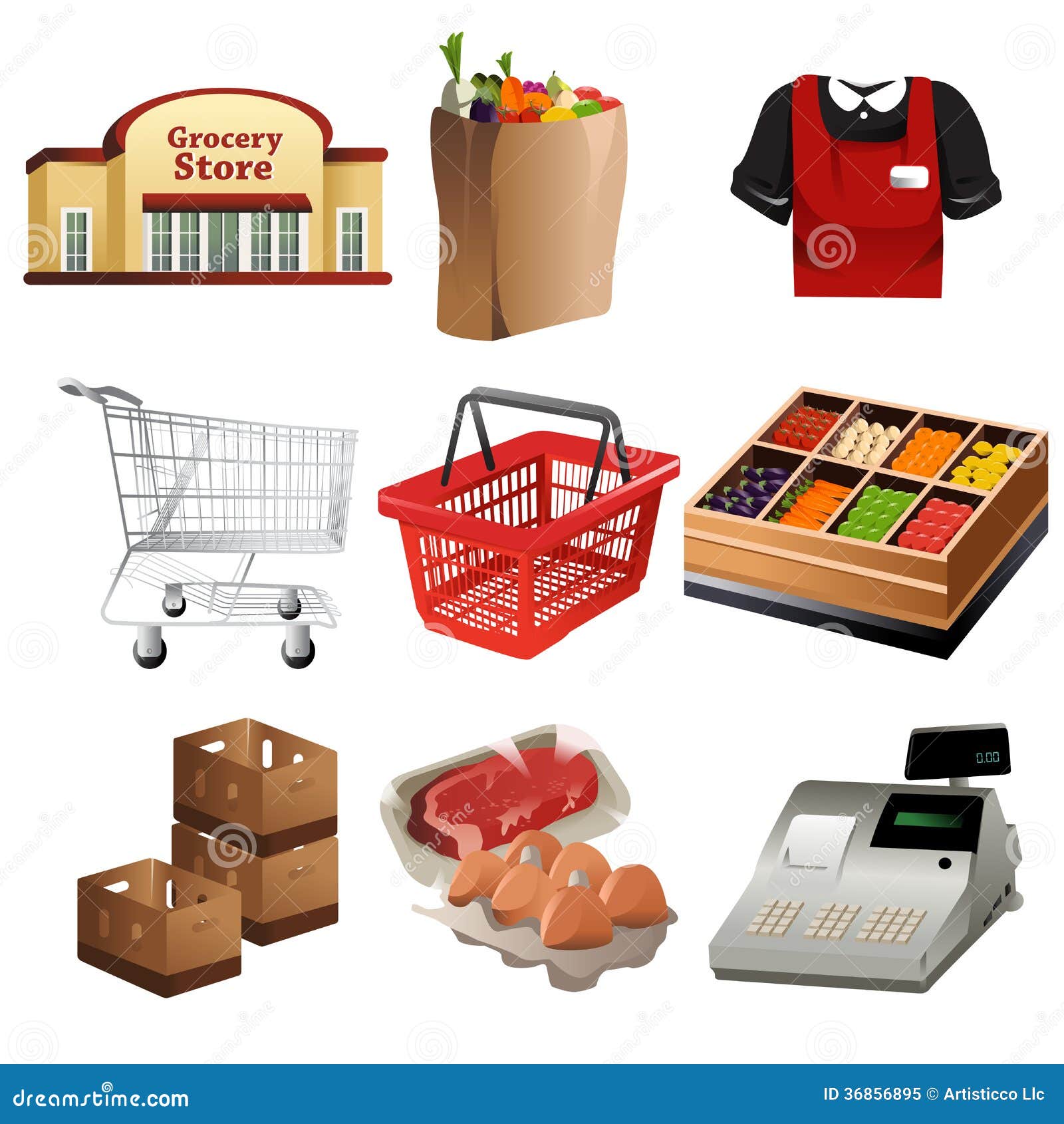 Grocery icons stock vector. Illustration of drawing, building - 36856895