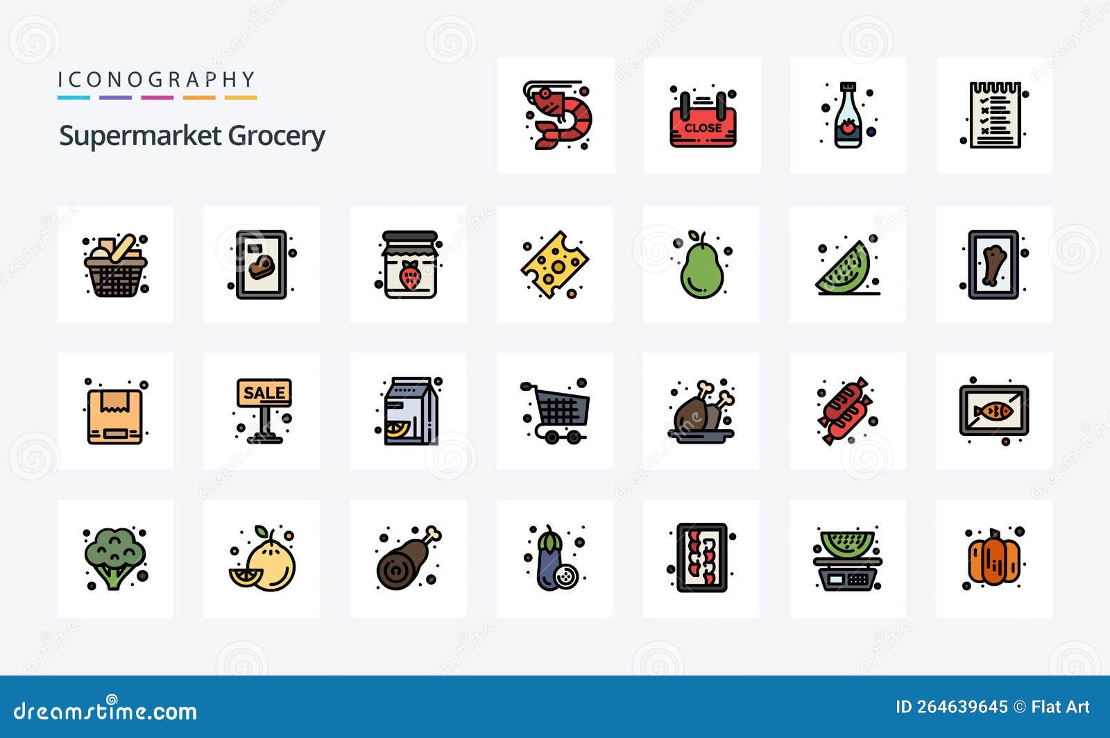 25 Grocery Line Filled Style Icon Pack. Vector Iconography Illustration ...