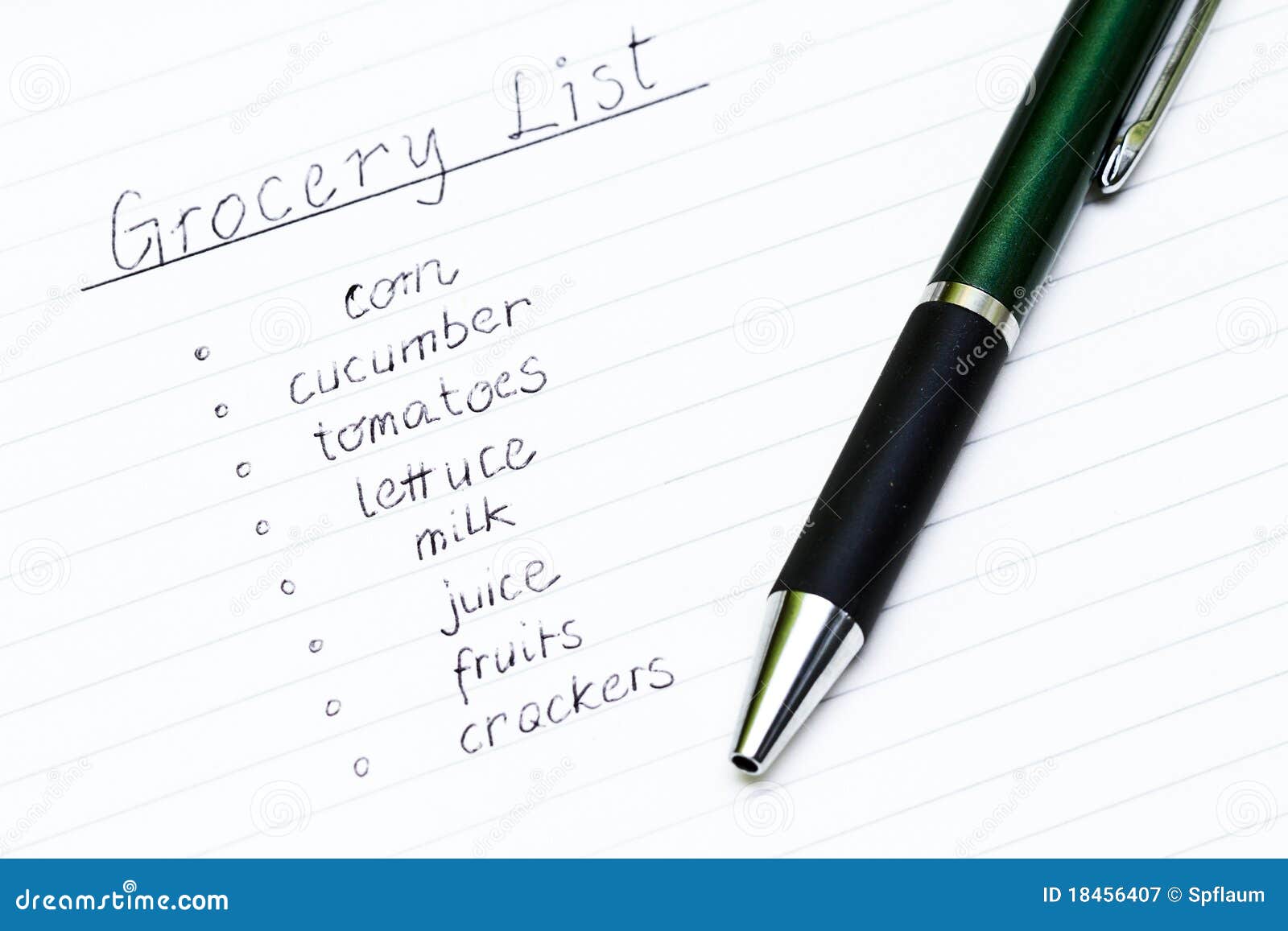 Grocery list stock image. Image of market, corn, marker - 18456407