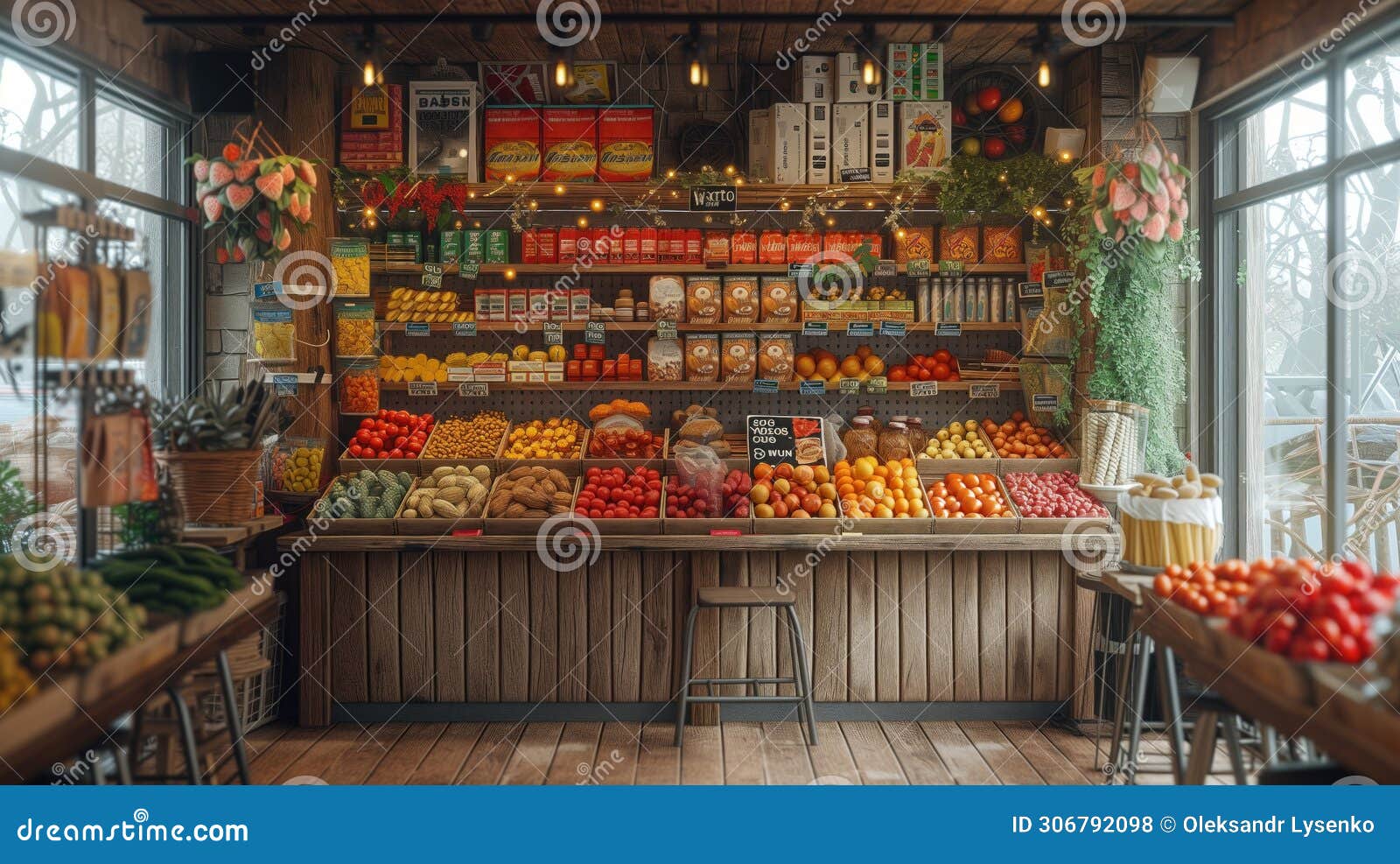 Grocery Minimarket Interior Stock Illustration - Illustration of goods ...