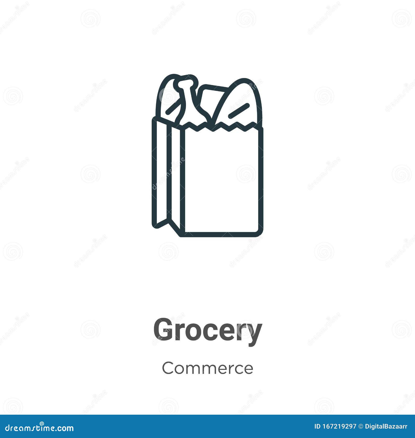 Grocery Outline Vector Icon. Thin Line Black Grocery Icon, Flat Vector ...