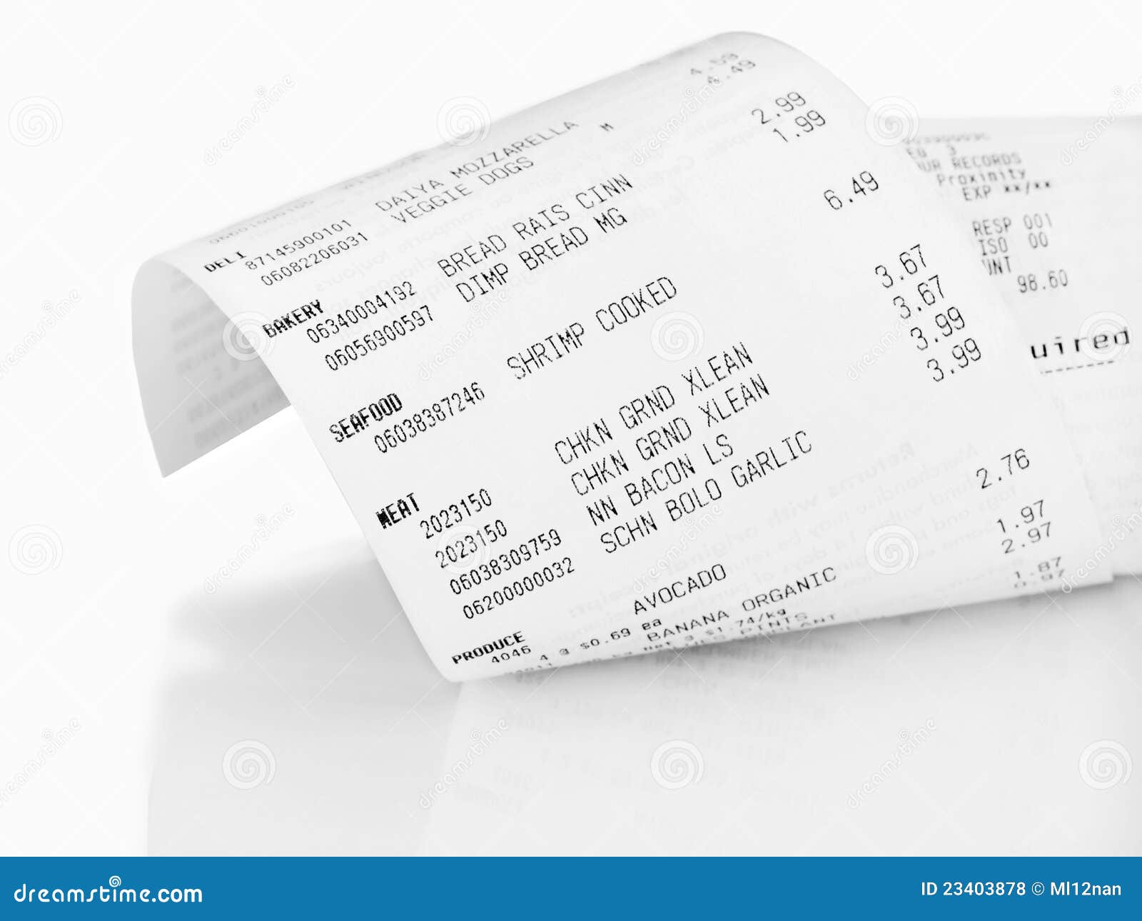 Grocery receipt stock photo. Image of record, curled - 23403878