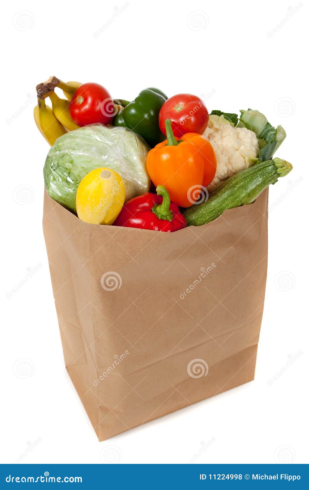 Grocery Sack Full of Vegetables on White Stock Photo - Image of orange ...