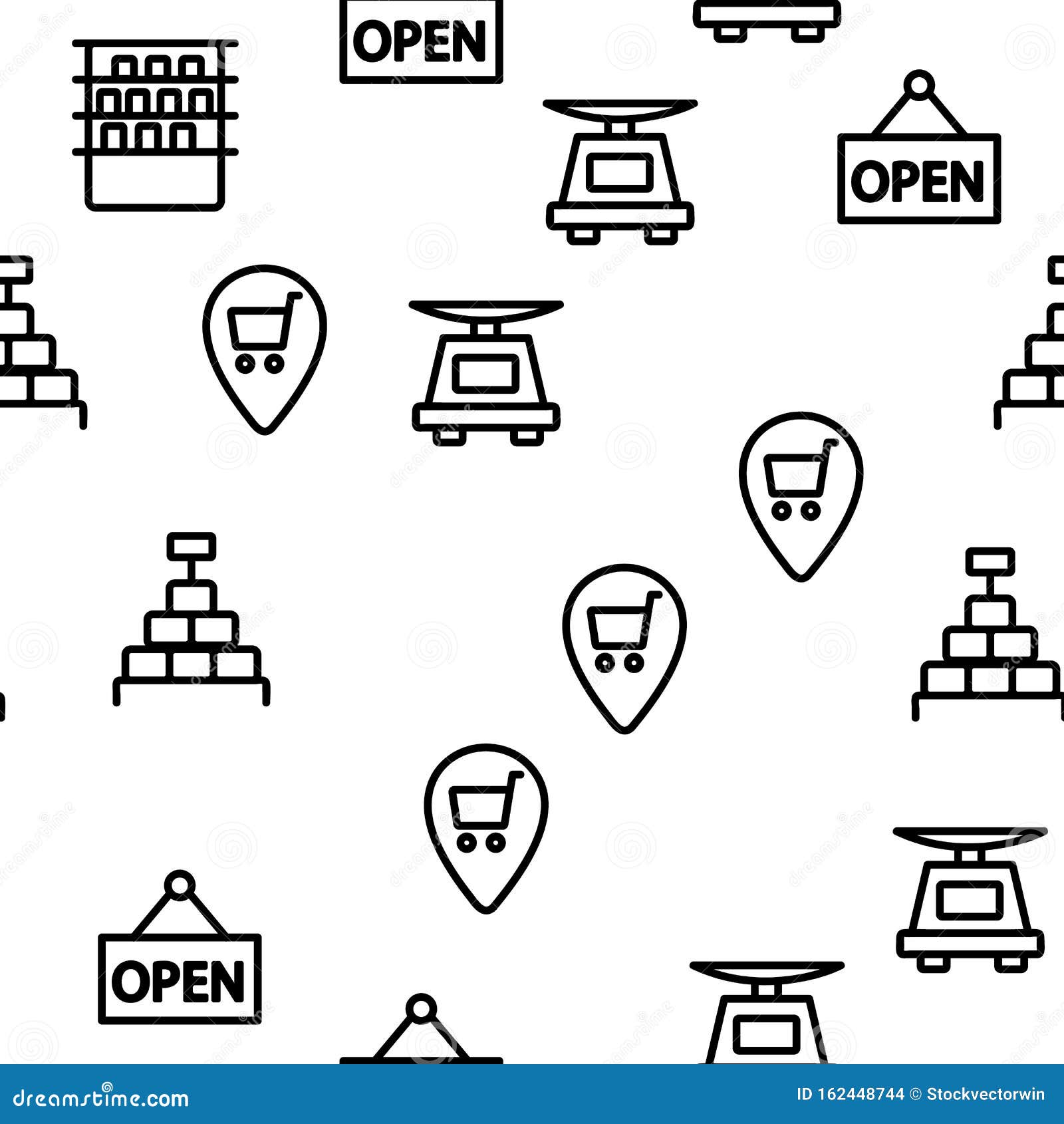 Grocery Shop Vector Seamless Pattern Stock Vector - Illustration of ...