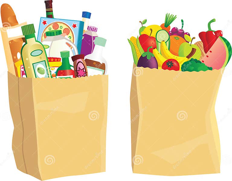 Grocery Shopping Bags Stock Vector Illustration Of Cartons 68313841