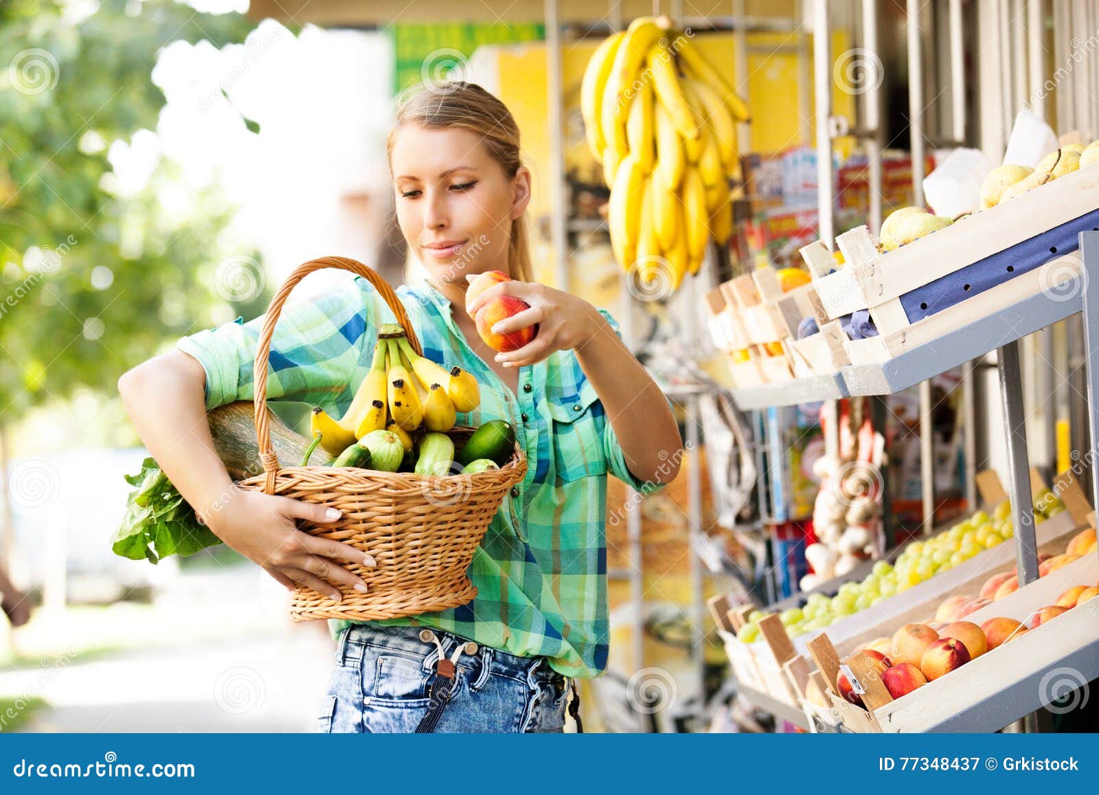 Grocery store. stock image. Image of peaches, color, local - 77348437