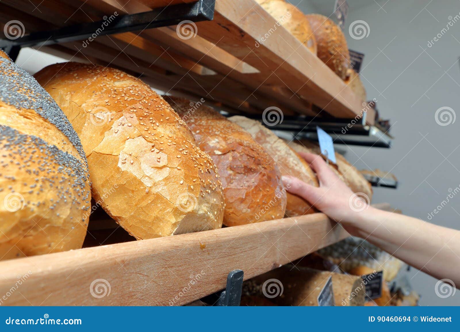 Grocery Store with Bread on the Shelf Stock Photo - Image of bread ...