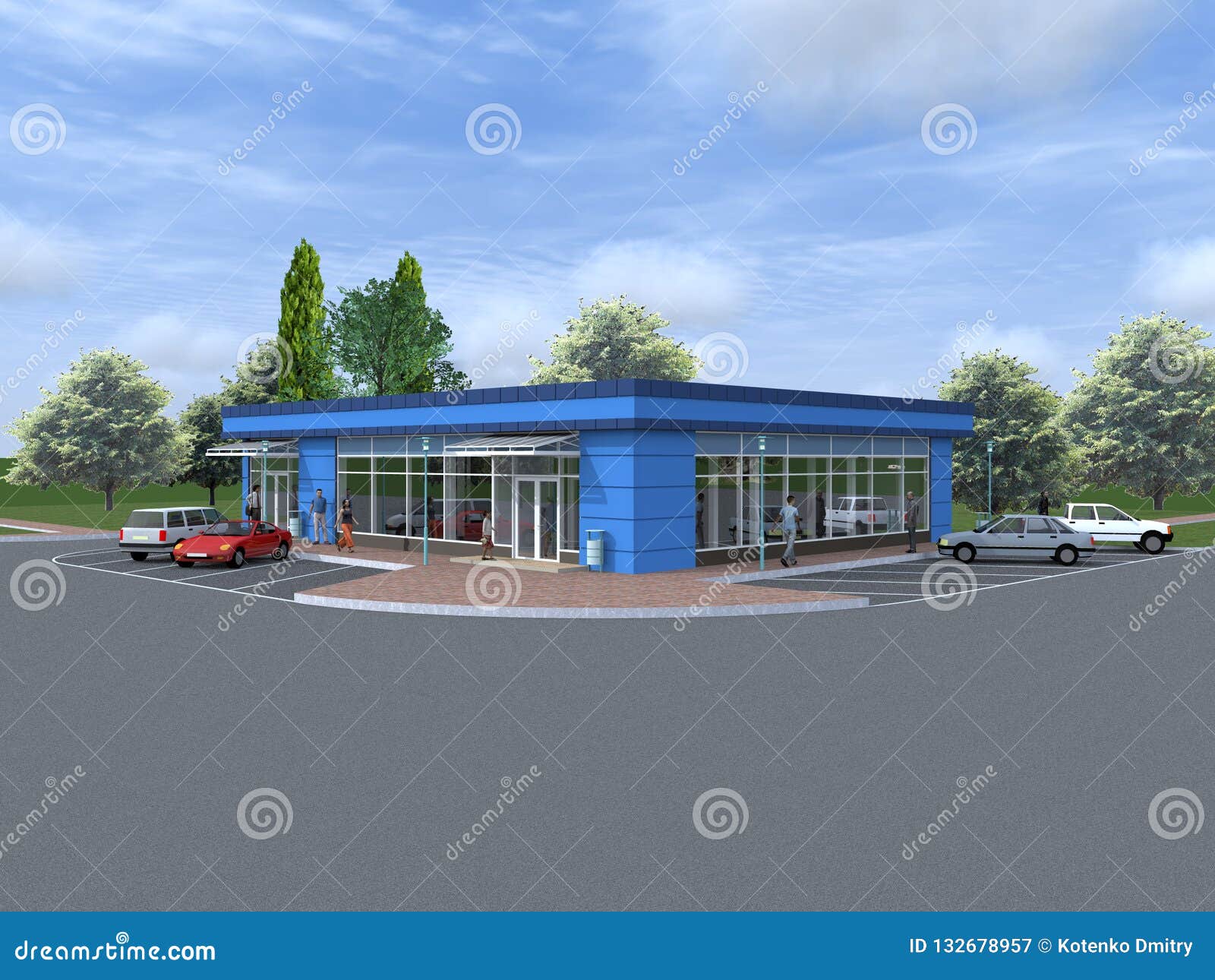 Architectural 3D Project, Visualization of a Grocery Store. Stock ...