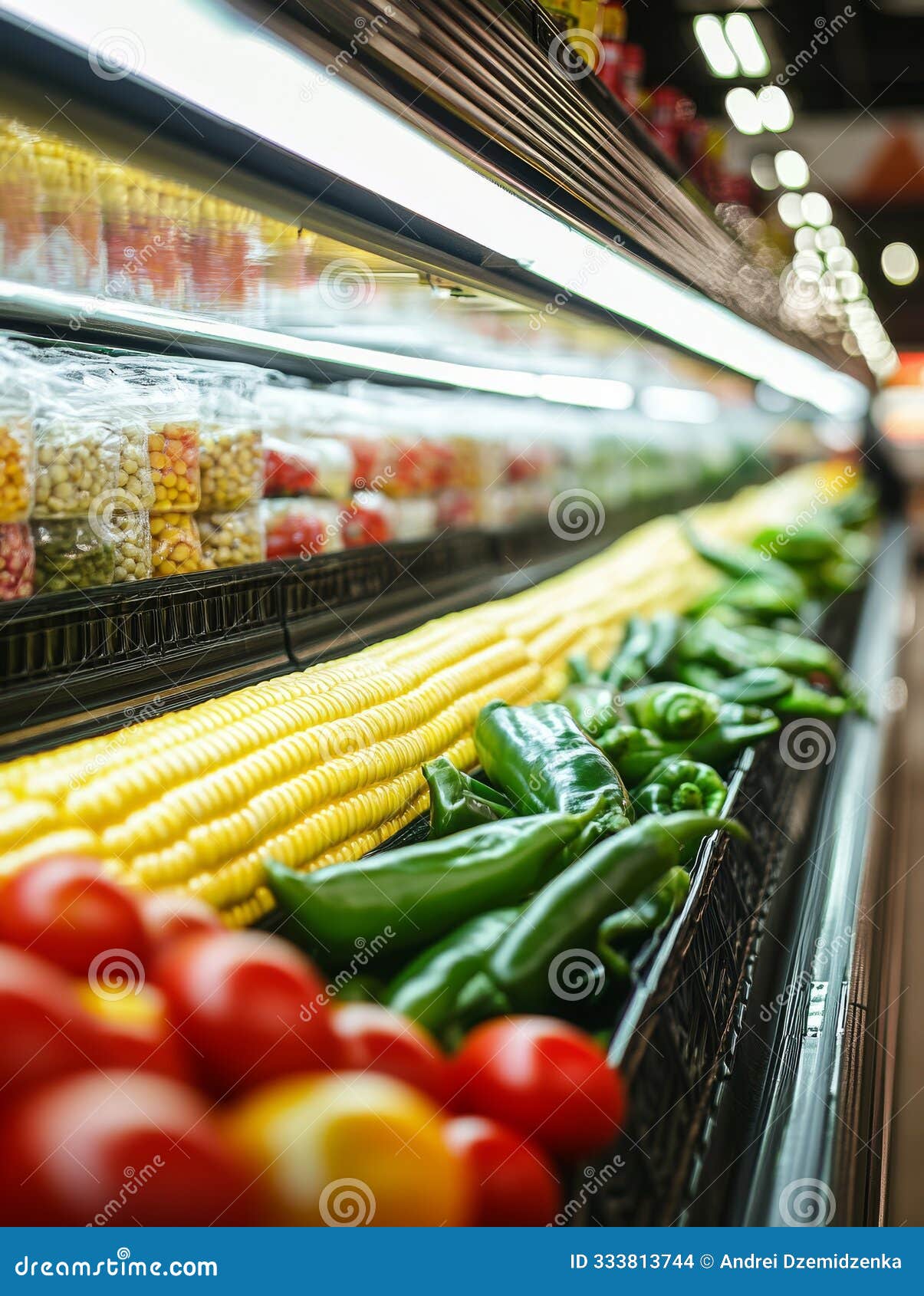 In a Grocery Store, a Display of Fresh Corn is Shown Close Up. Stock ...