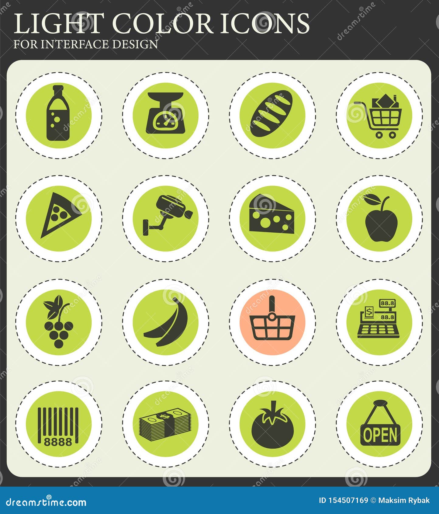Grocery store icon set stock vector. Illustration of dollar - 154507169