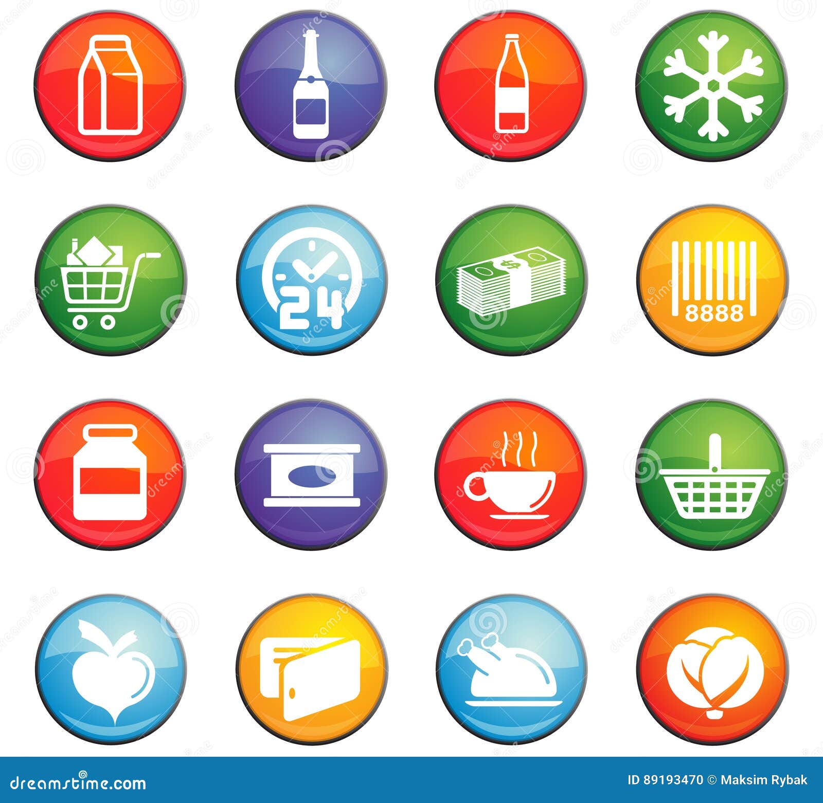 Grocery store icon set stock illustration. Illustration of champagne ...