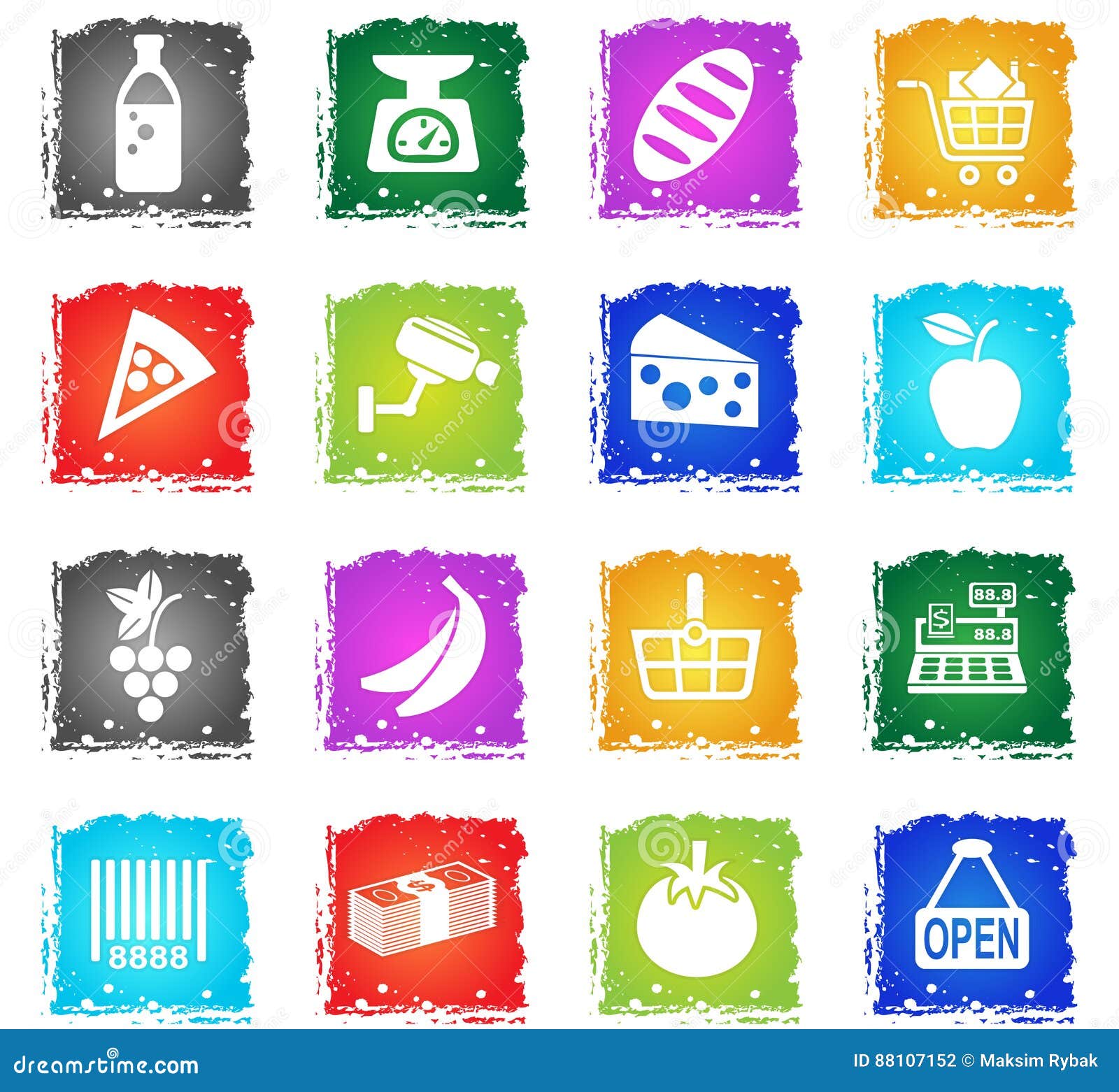 Grocery store icon set stock vector. Illustration of shop - 88107152