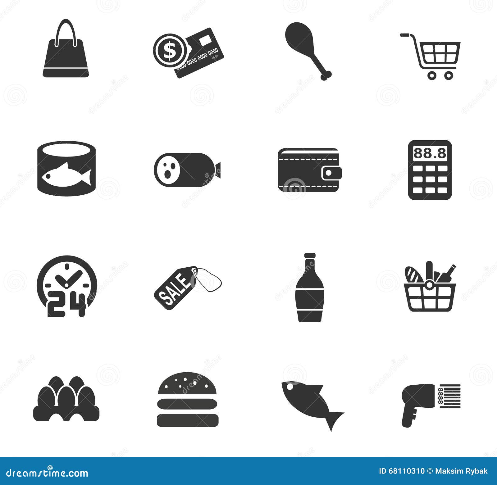 Grocery store icon set stock vector. Illustration of groceries - 68110310