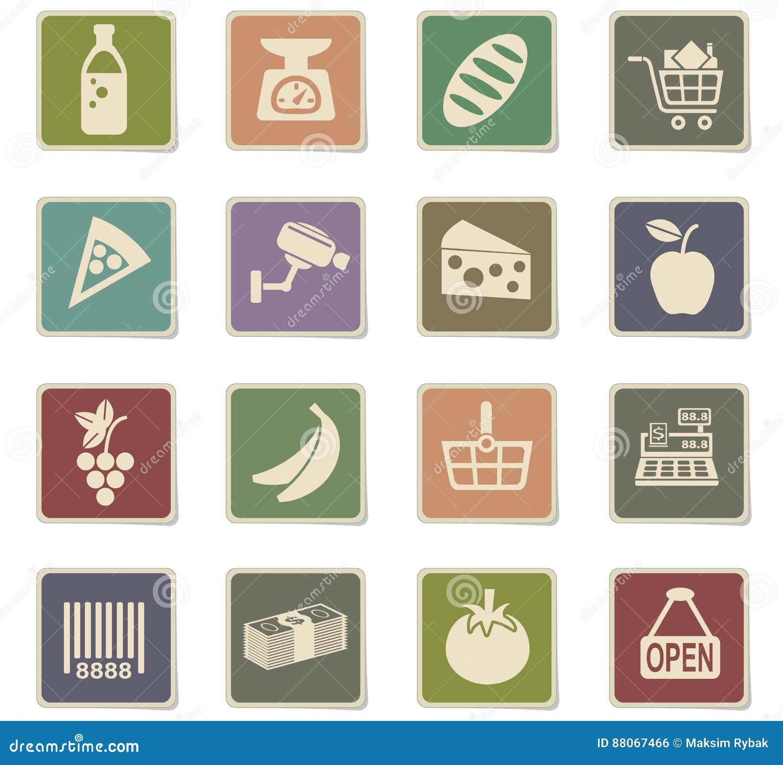 Grocery store icon set stock vector. Illustration of buying - 88067466