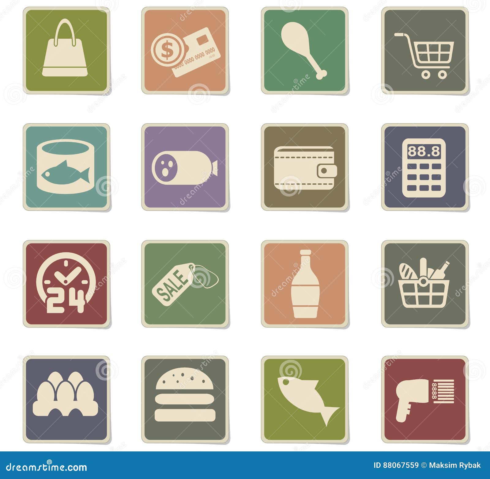 Grocery store icon set stock vector. Illustration of cart - 88067559