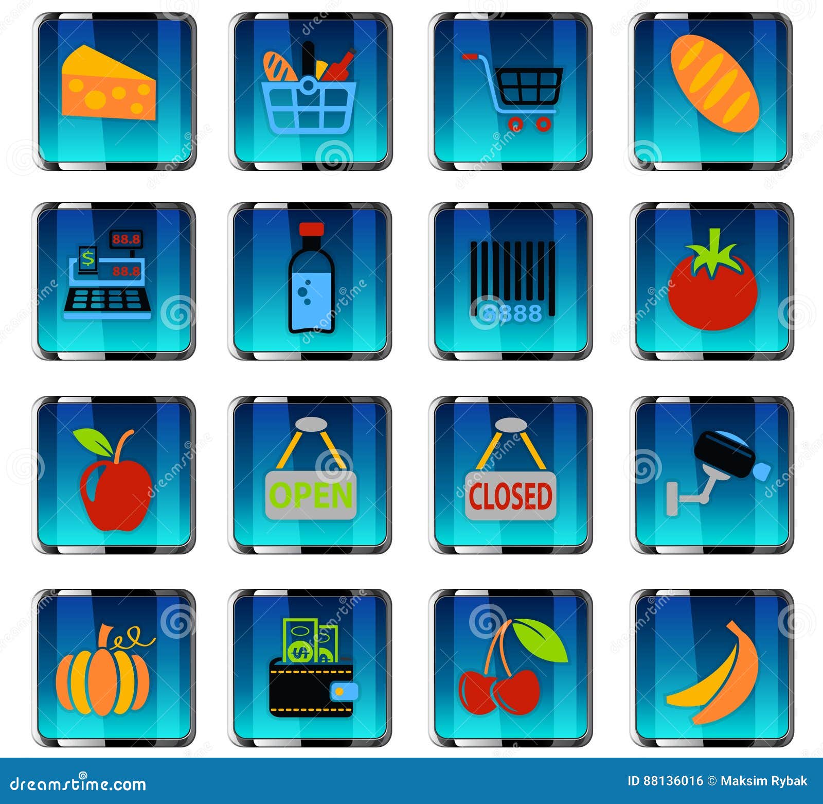 Grocery store icon set stock illustration. Illustration of mineral ...