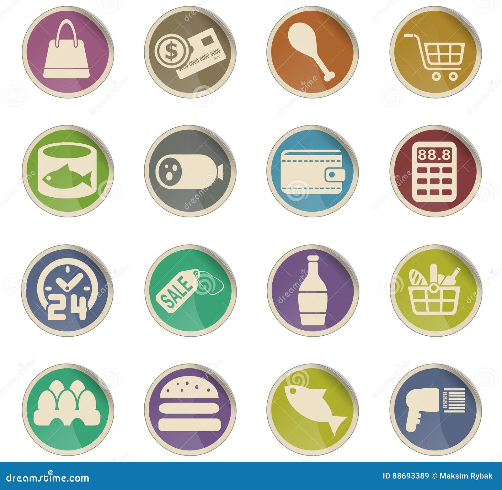 Grocery store icon set stock illustration. Illustration of eggs - 88693389
