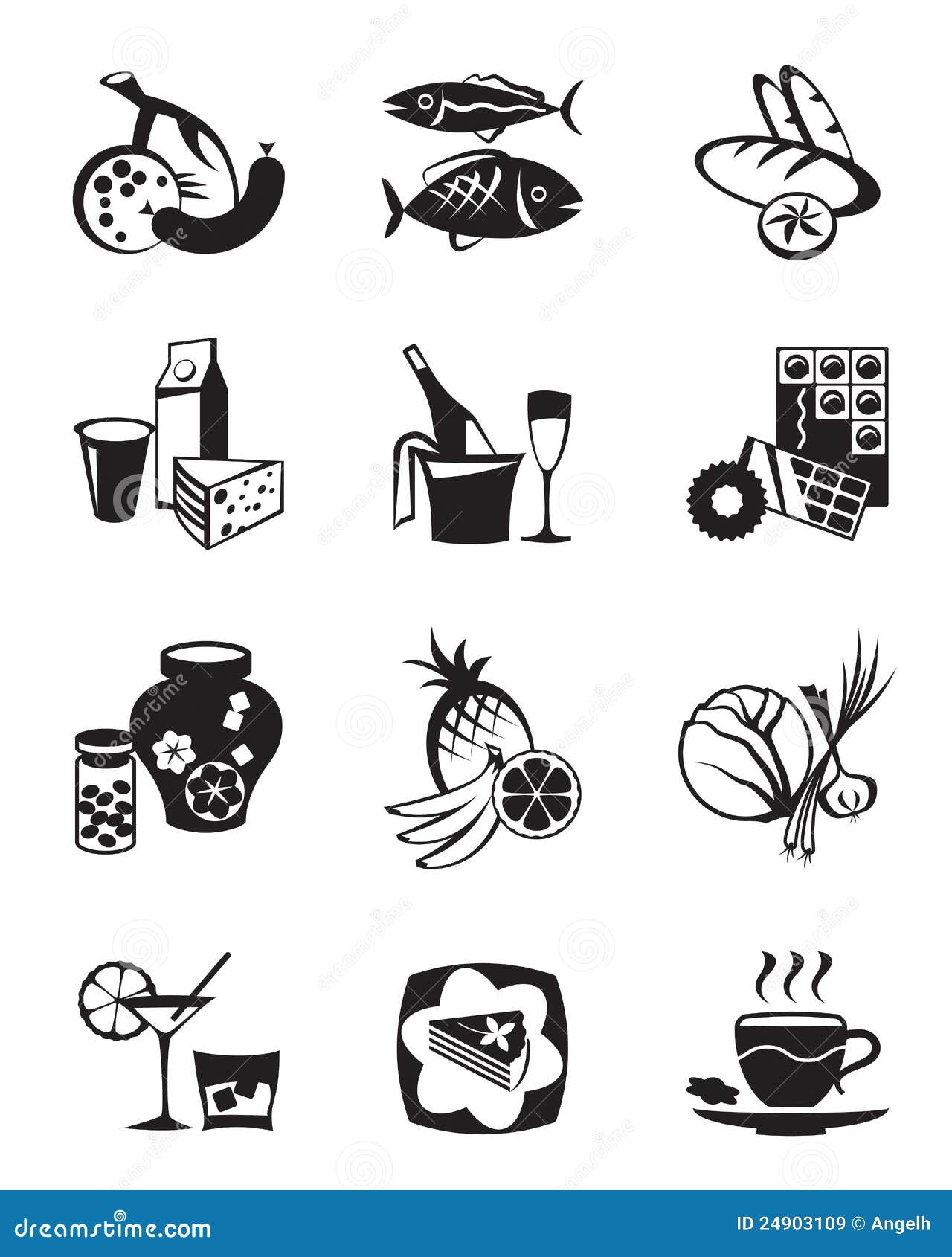Grocery store icons set stock vector. Illustration of food - 24903109