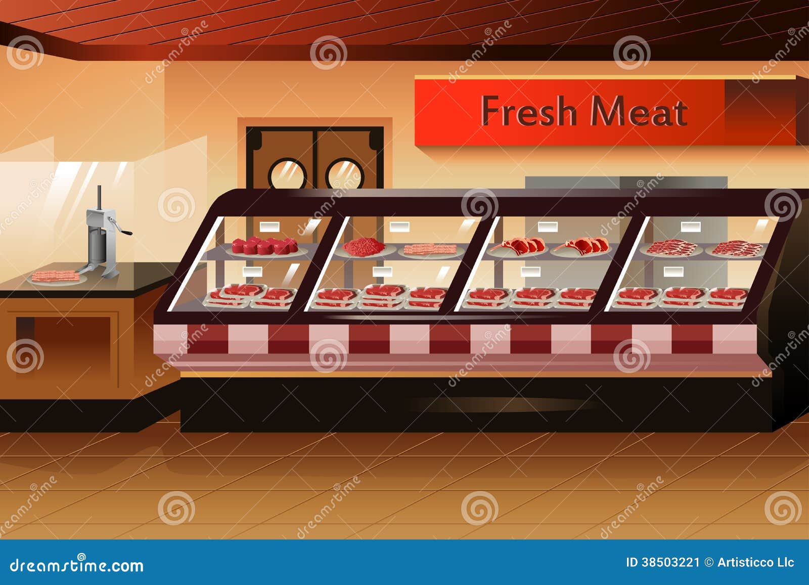Grocery Store: Meat Section Stock Vector - Illustration of cartoon ...