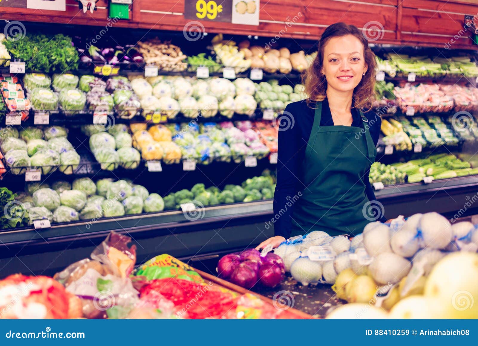 Grocery Clerk Giving Child Cherries In Store Stock Image ...