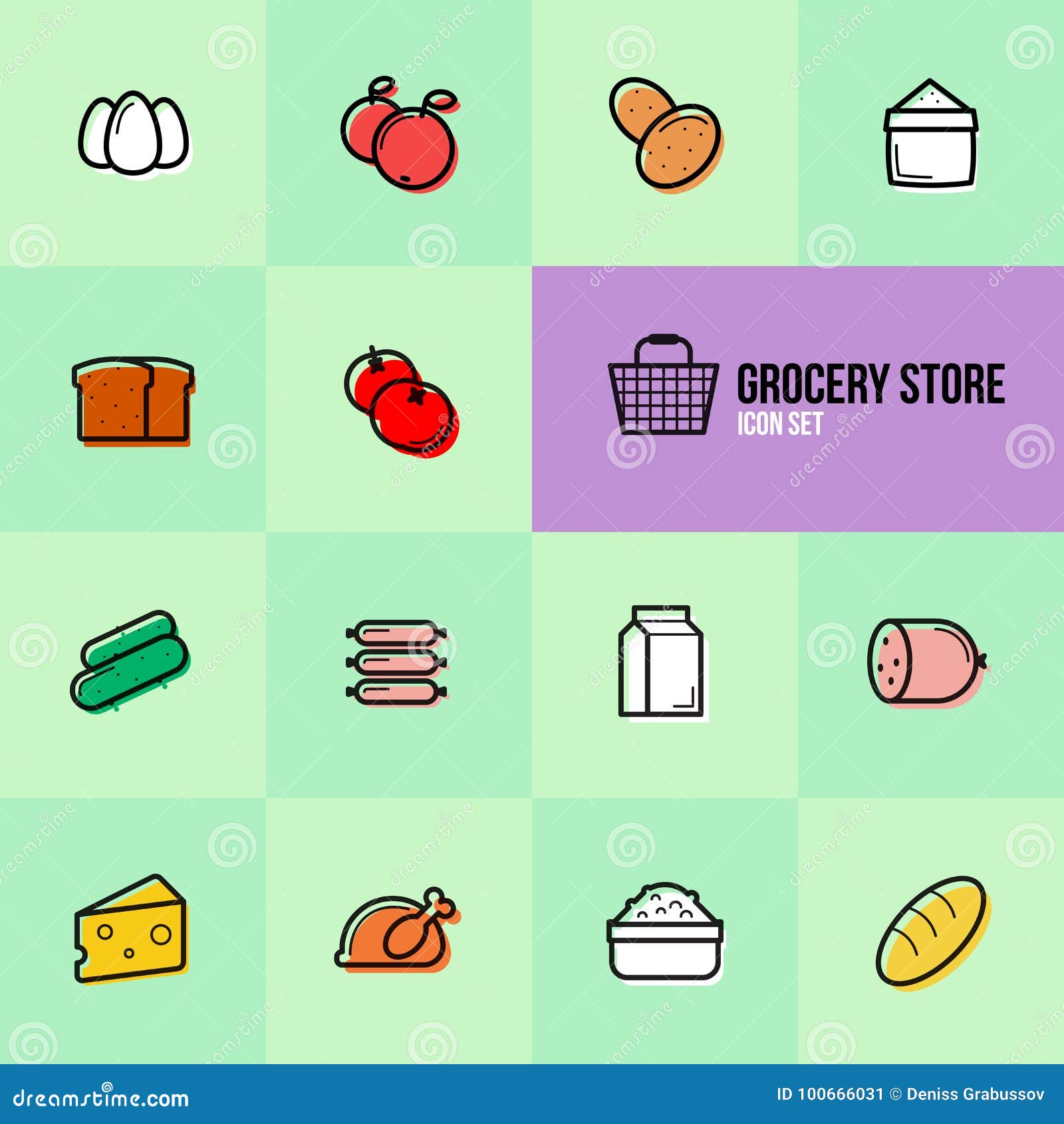 Grocery Store Set Icons Vector Illustration Design Stock Vector ...