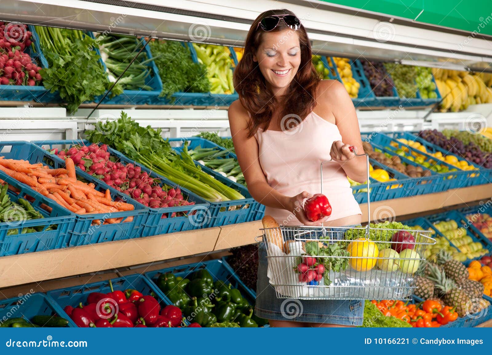 Grocery Store - Smiling Woman Stock Image - Image of carrot, lettuce ...