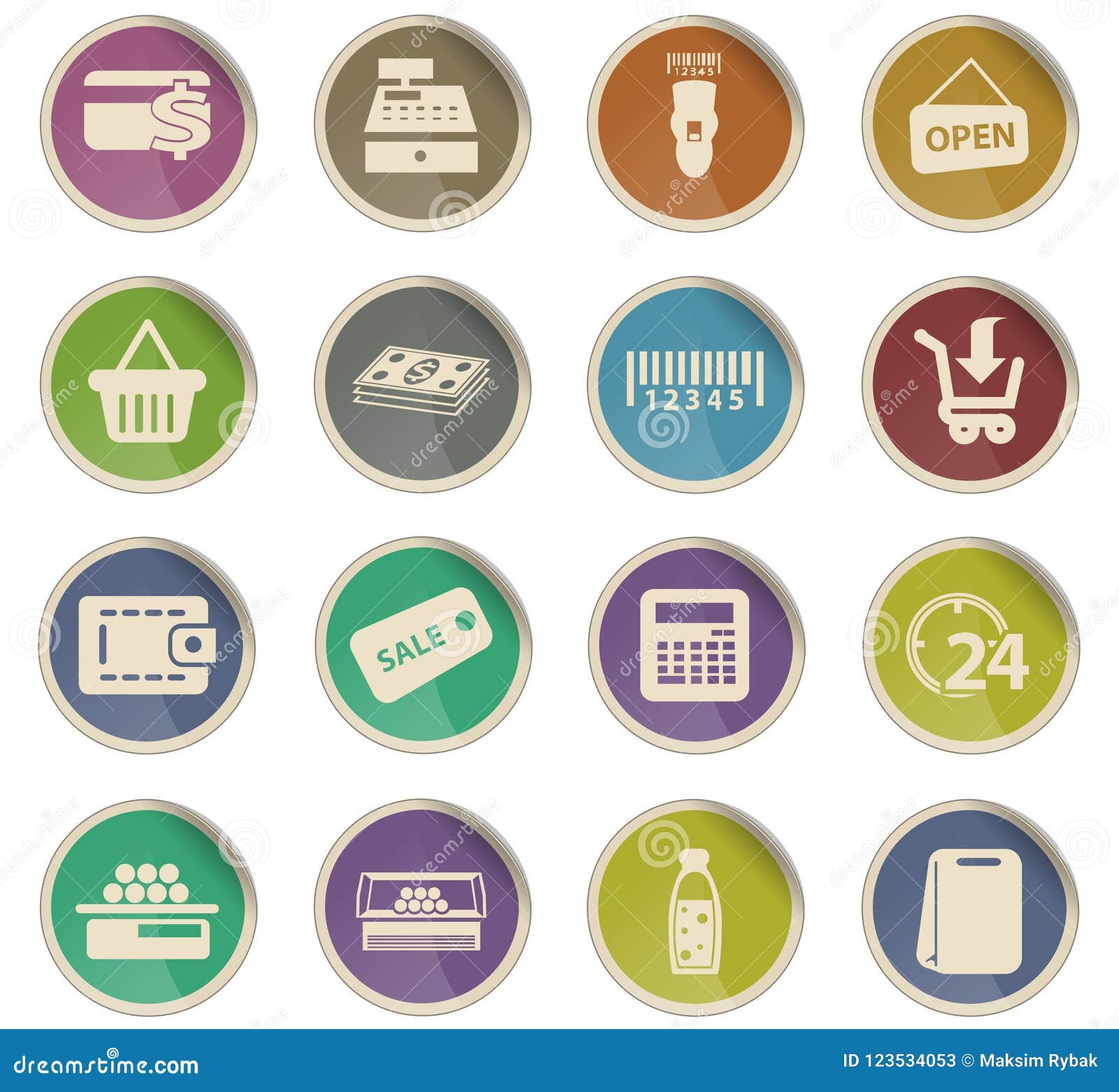 Grocery store icon set stock illustration. Illustration of openly ...