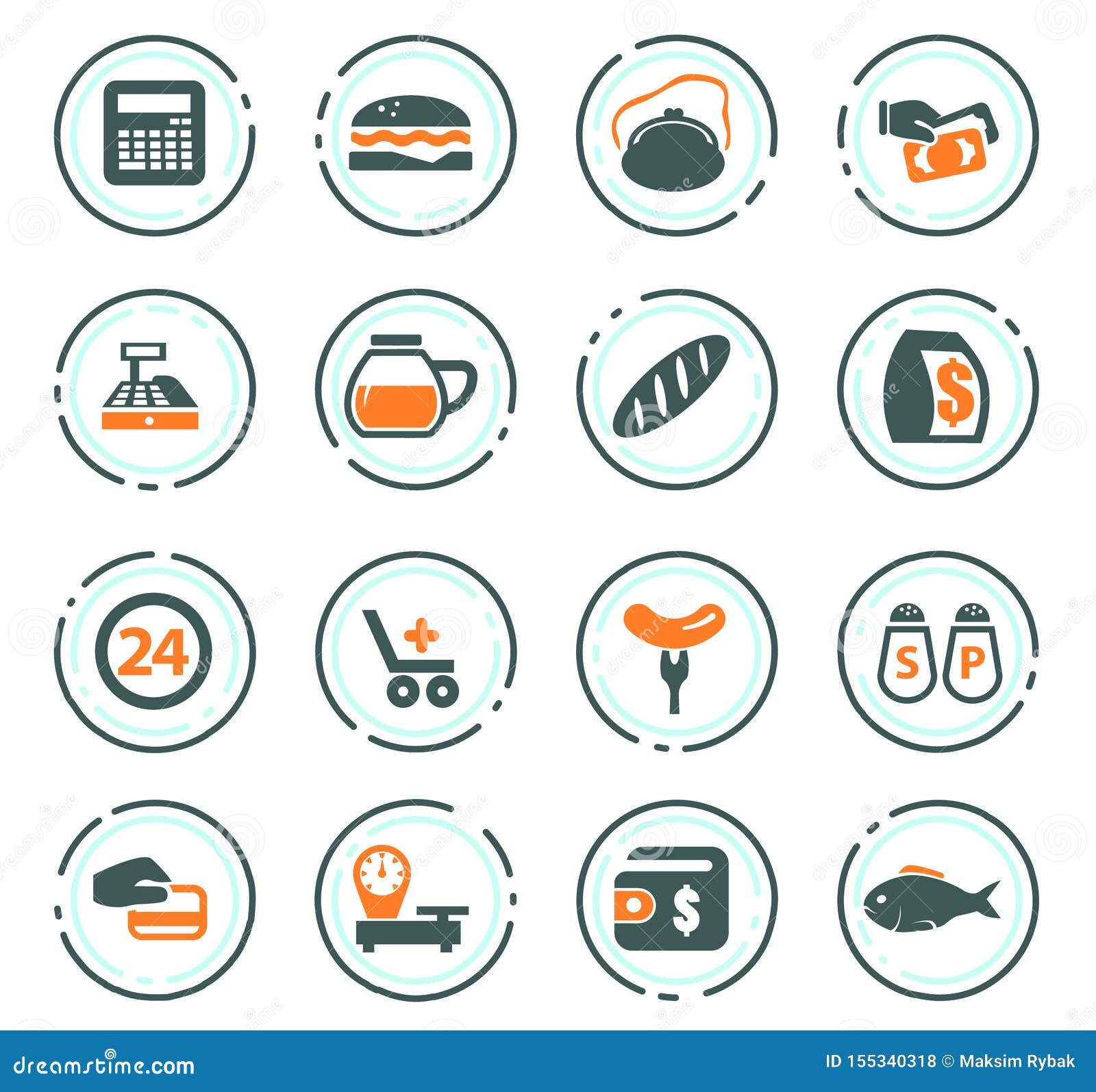 Grocery store icons set stock vector. Illustration of convenience ...