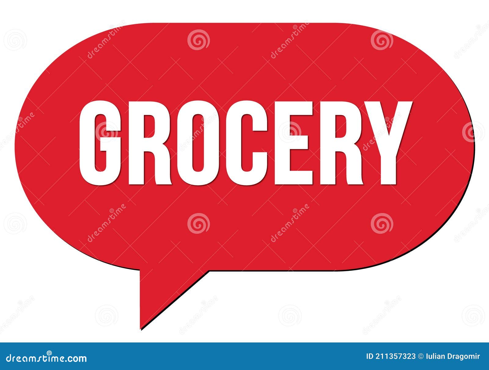 GROCERY Text Written in a Red Speech Bubble Stock Illustration ...