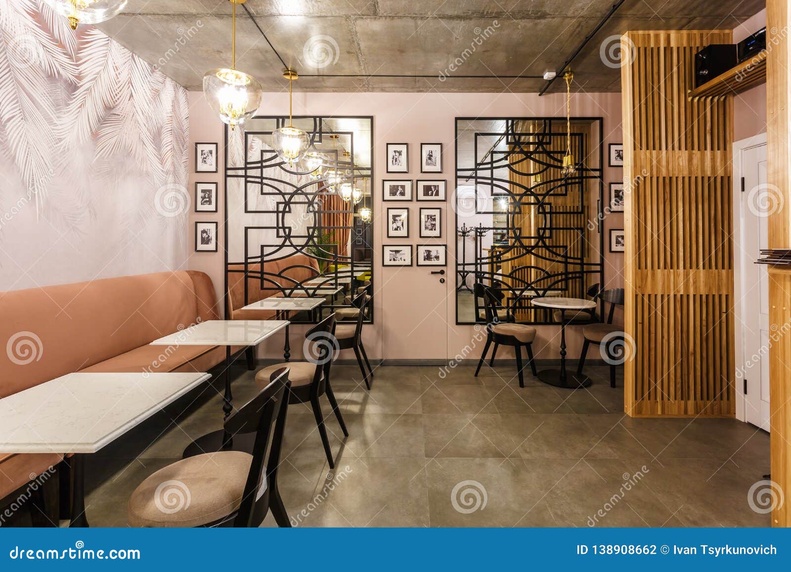 GRODNO, BELARUS - DECEMBER, 2018: Inside Interior in Small Modern Pub ...