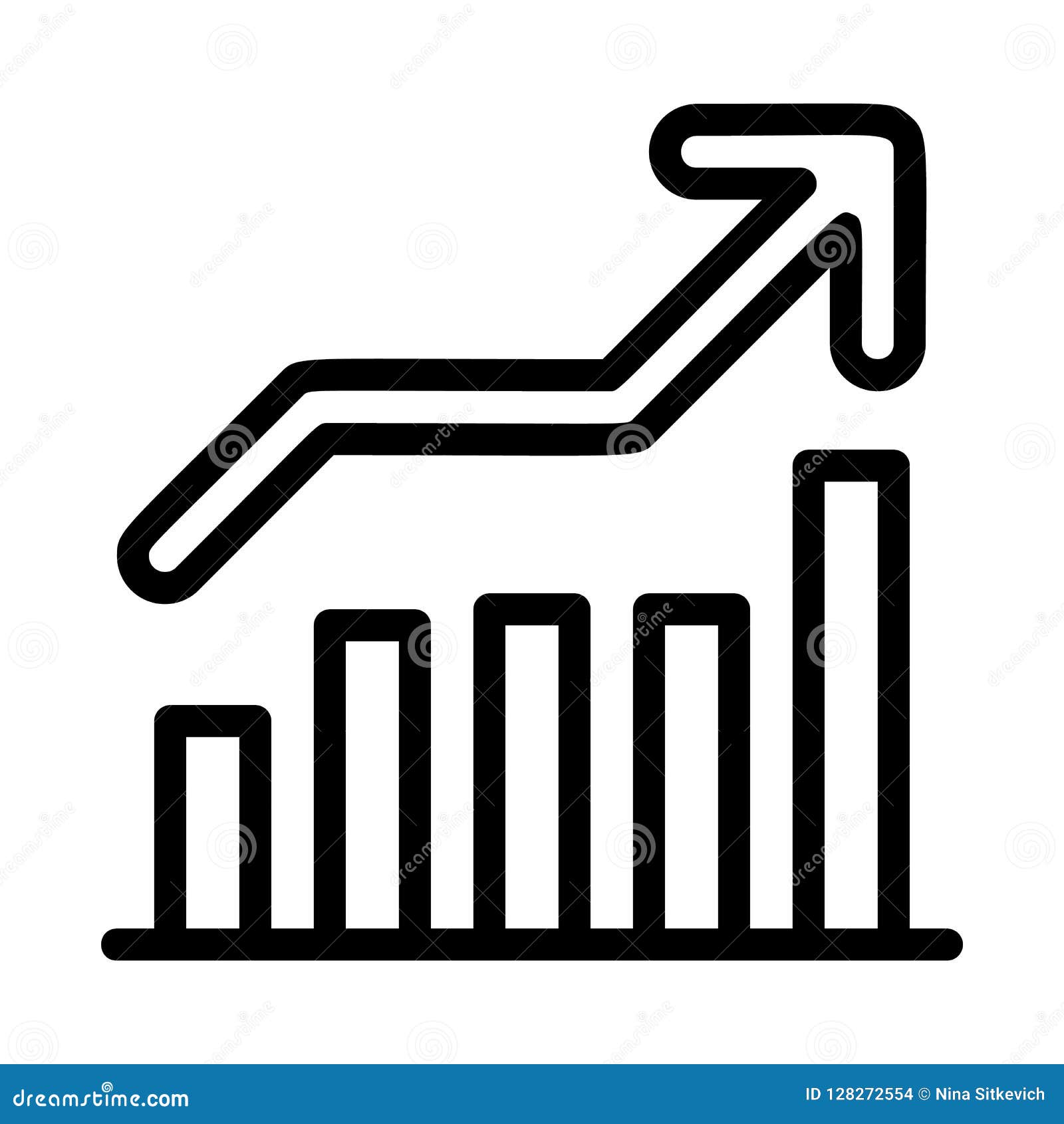 Groei Grafiekpictogram, Schets Stijl Vector Illustratie - Illustration ...