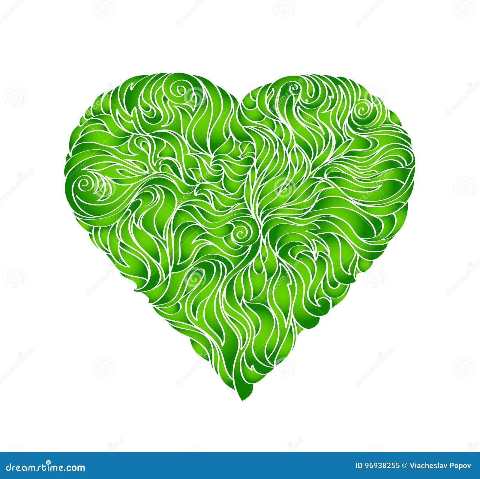 Groen Blad, in De Vorm Van Hart Stock Illustratie - Illustration of ...