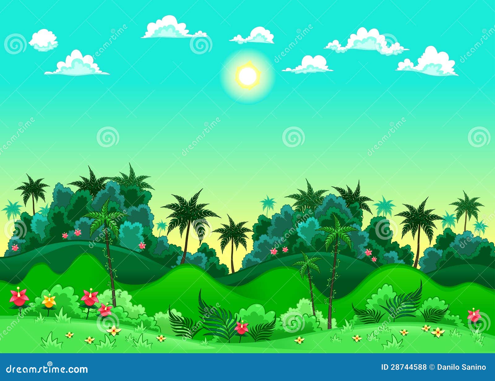 Groen bos. vector illustratie. Illustration of seizoen - 28744588